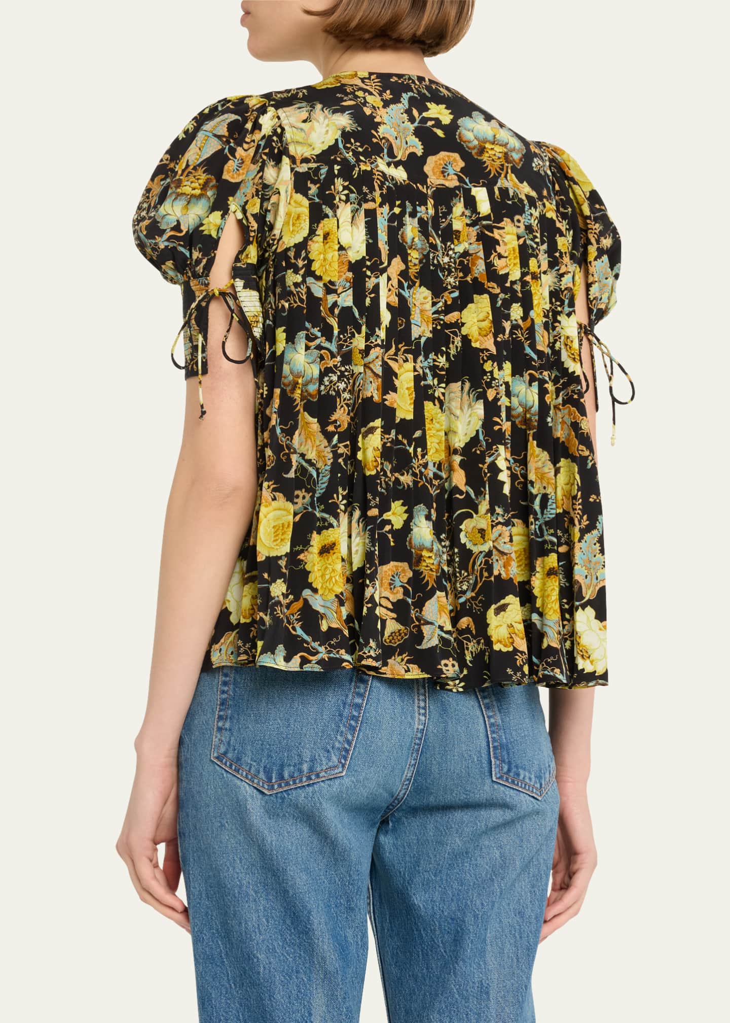 Ulla Johnson Marion Tie Puff-Sleeve Silk Blouse - Bergdorf Goodman
