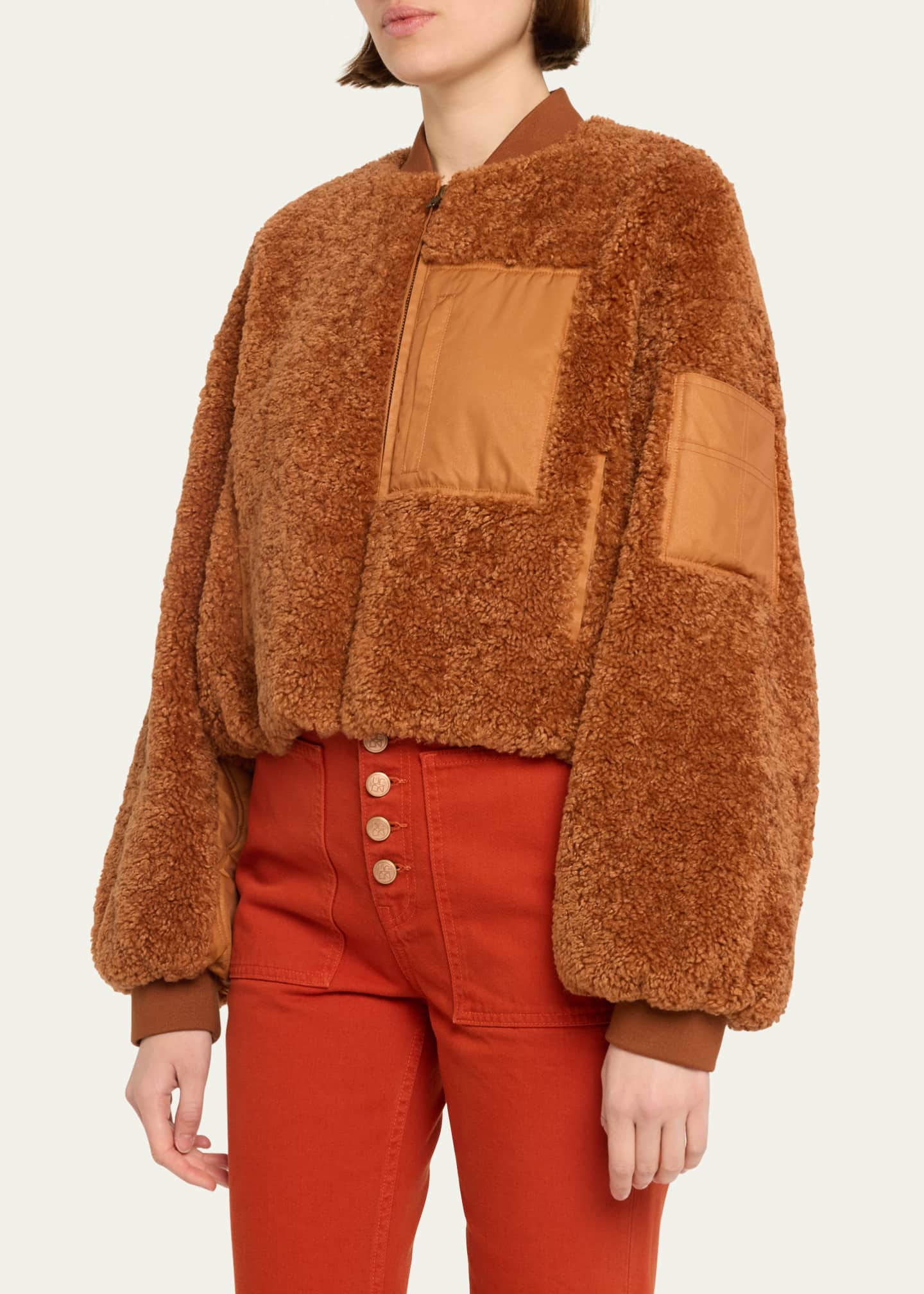 Ulla Johnson Arlyn Short Zip-Front Sherpa Jacket - Bergdorf Goodman