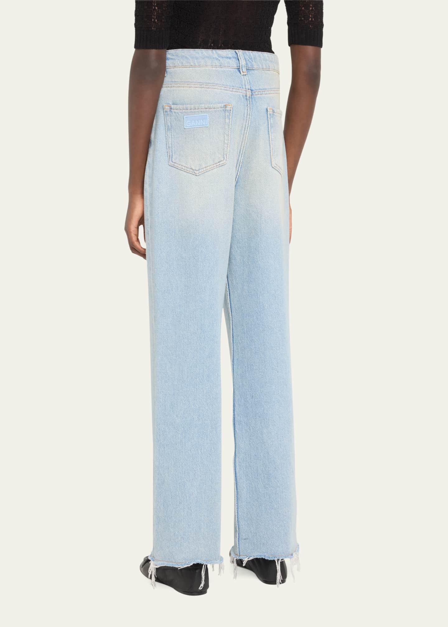 Ganni Izey Overdyed Straight-Leg Heavy Denim Jeans - Bergdorf Goodman