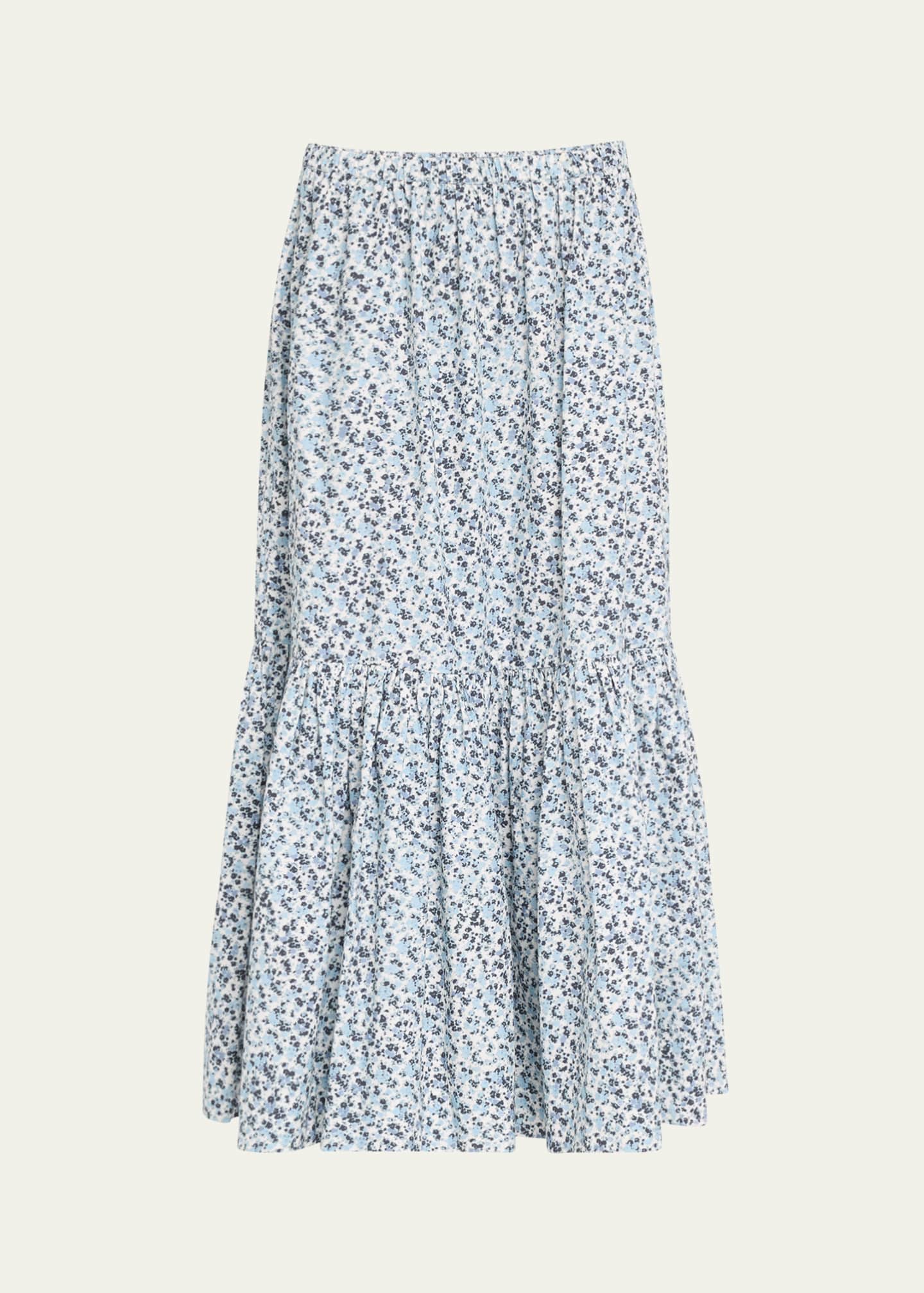Ganni Printed Cotton Maxi Flounce Skirt - Bergdorf Goodman