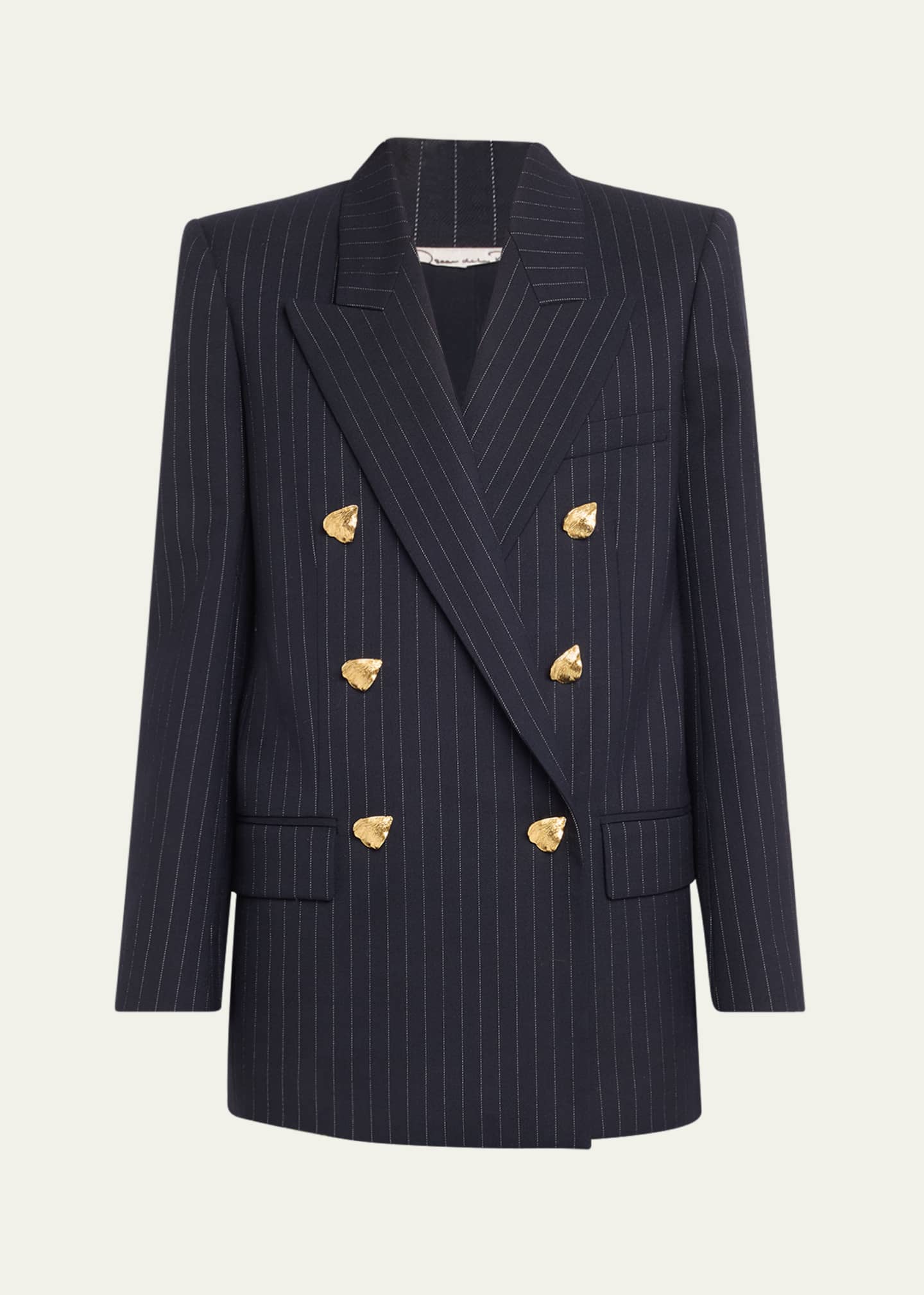 Oscar de la Renta Pinstripe Tailoring Jacket with Gold-Tone Buttons ...