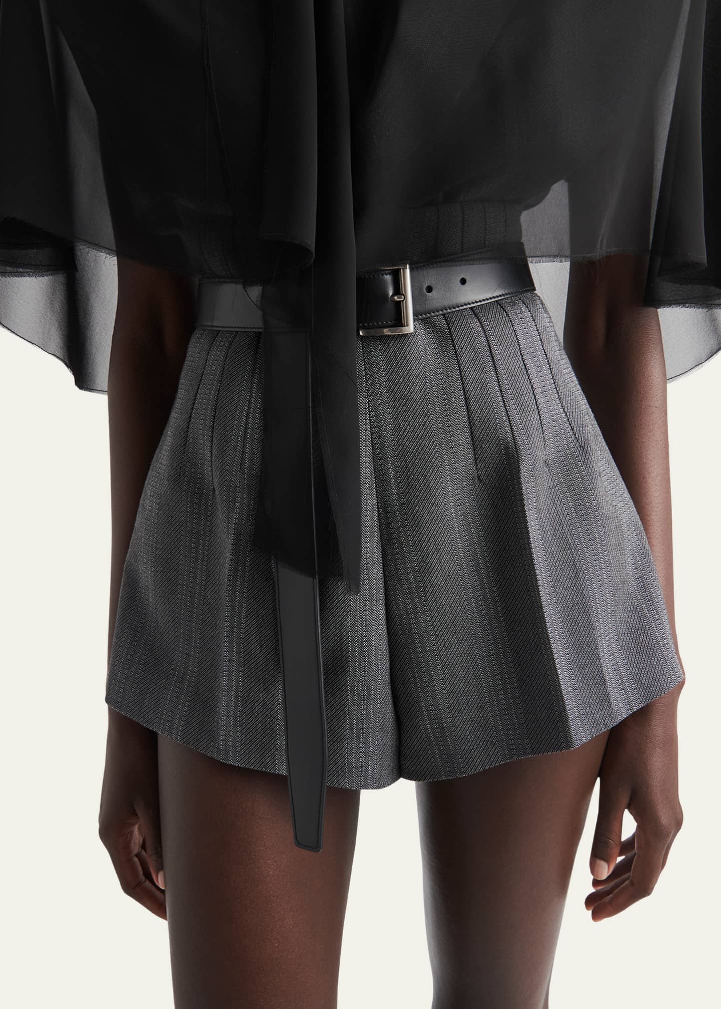 Prada Belted Wool Shorts - Bergdorf Goodman