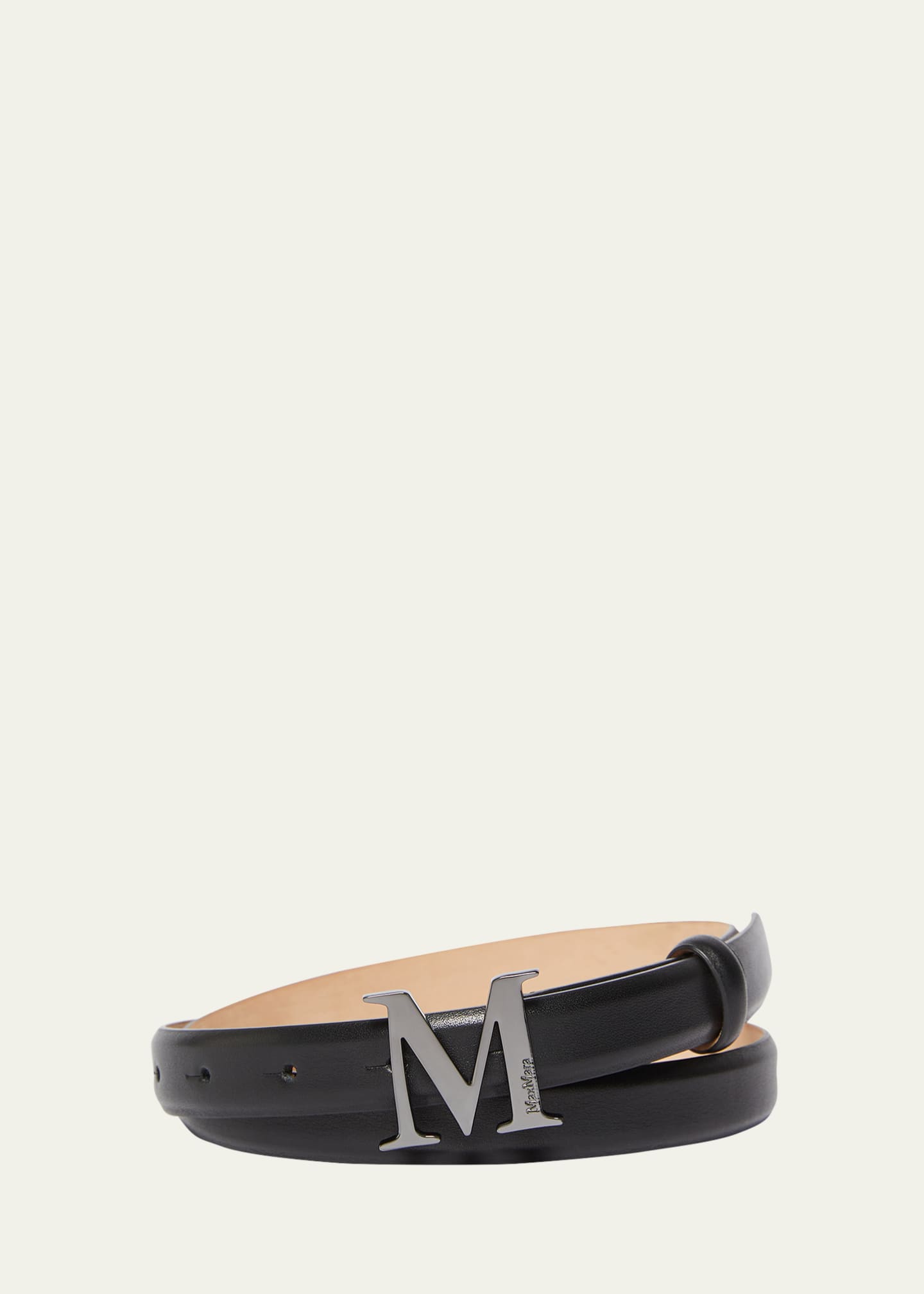 Max Mara Logo Calf Leather Belt - Bergdorf Goodman