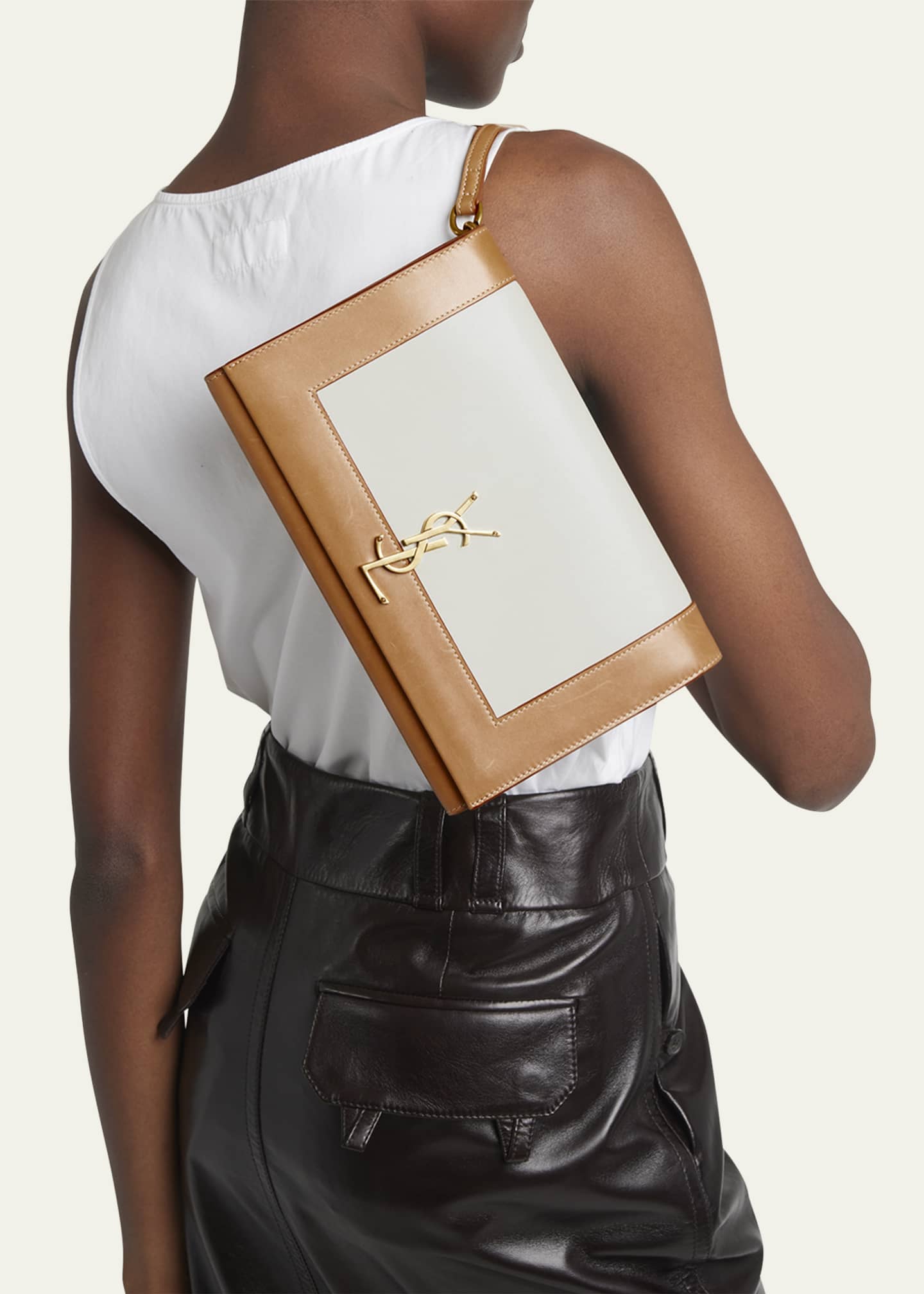 Saint Laurent YSL Flap Clutch Bag in Leather - Bergdorf Goodman