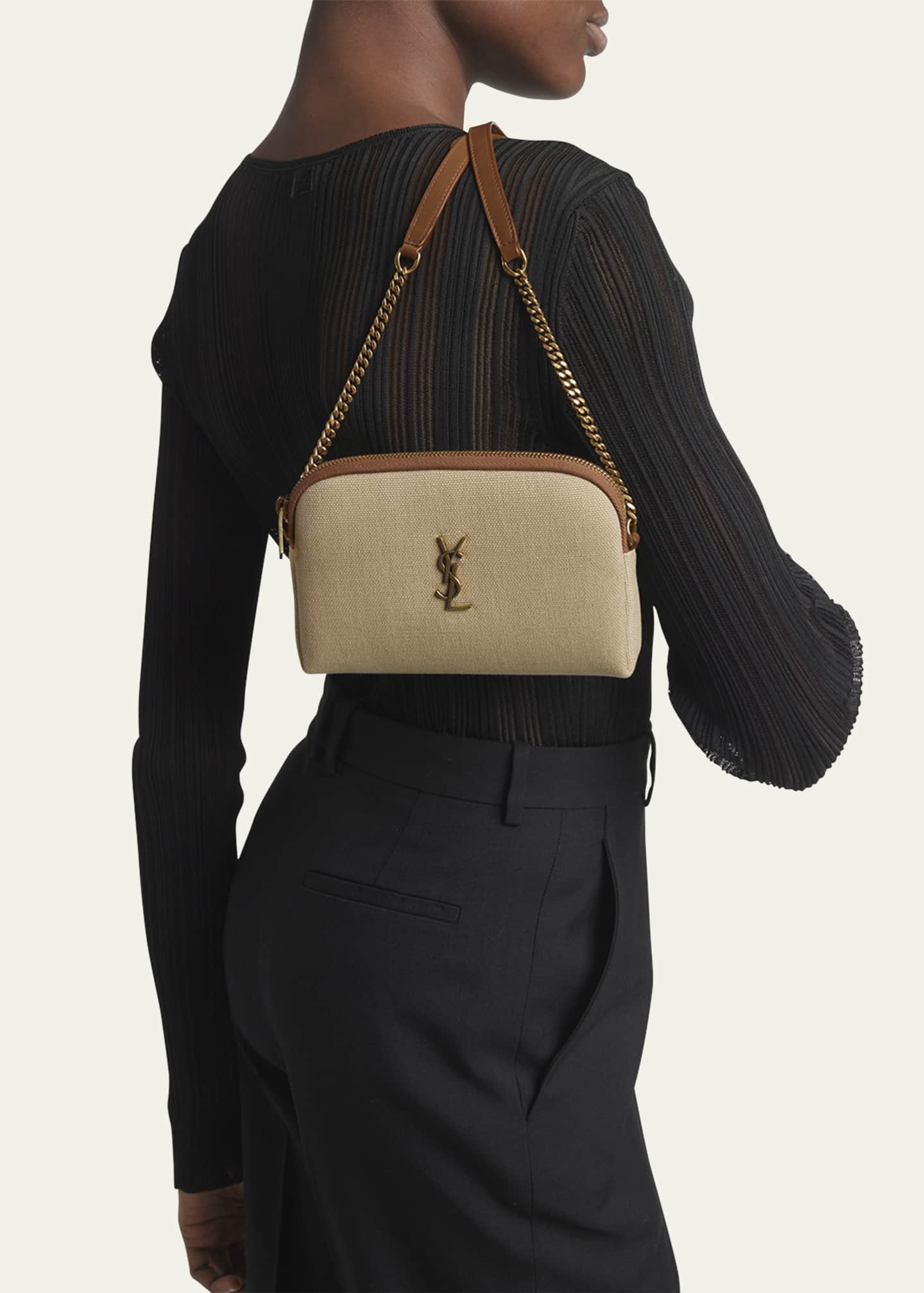 Saint Laurent Gaby Mini YSL Crossbody Bag in Canvas & Leather ...