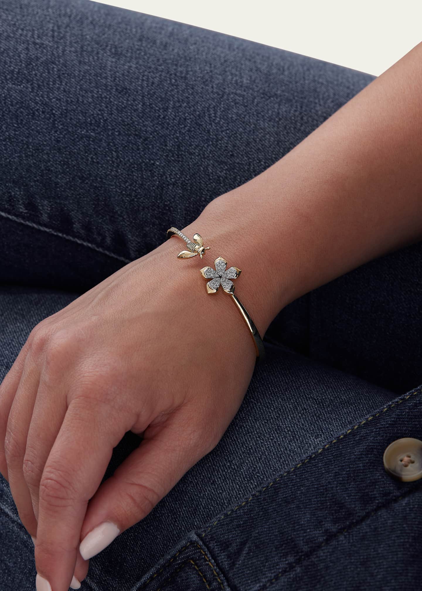 Sara Weinstock 18K Two-Tone Gold Queen Bee Diamond Partial Flower And ...