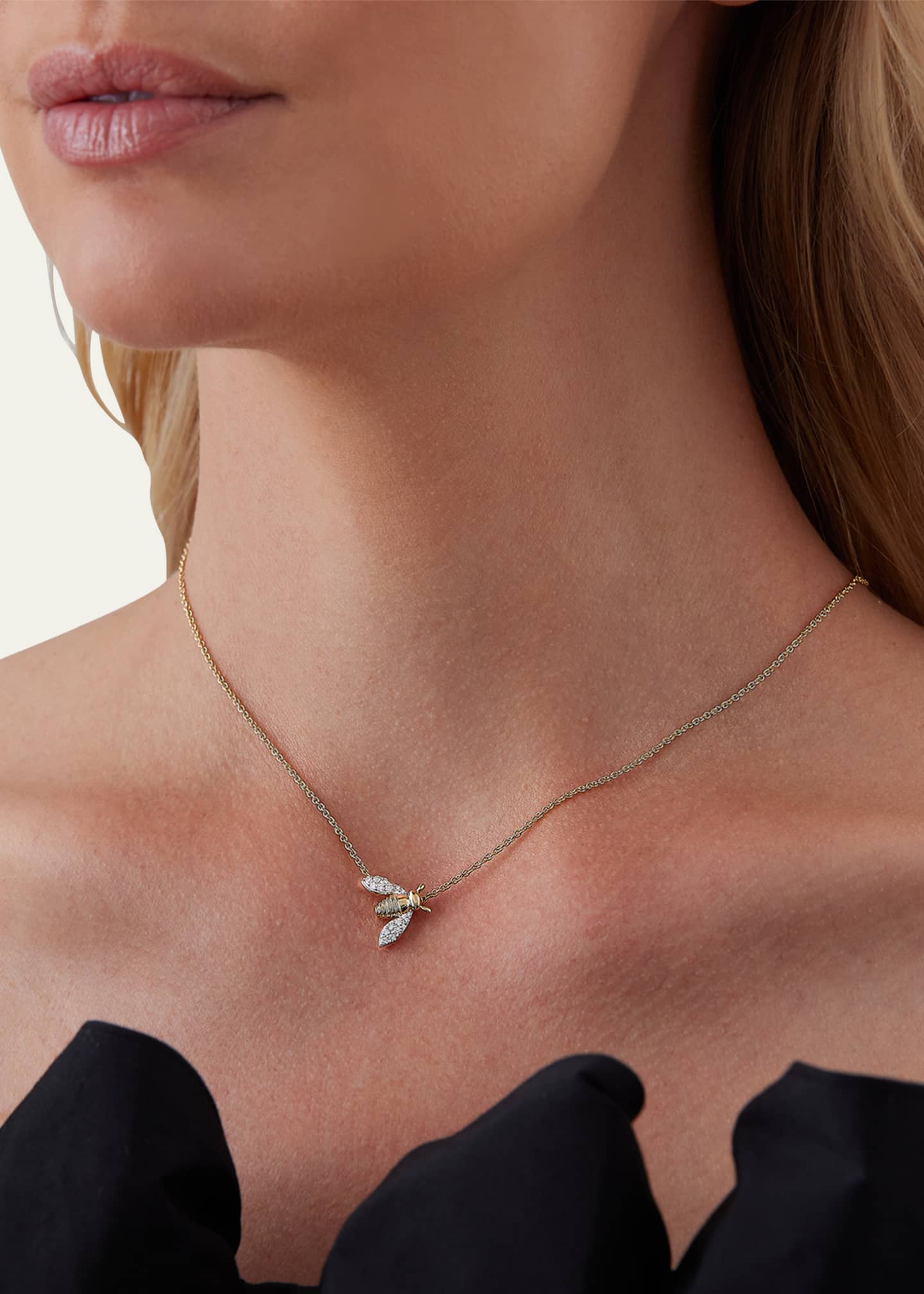 Sara Weinstock 18K Two-Tone Gold Queen Bee Diamond Petite Pendant ...