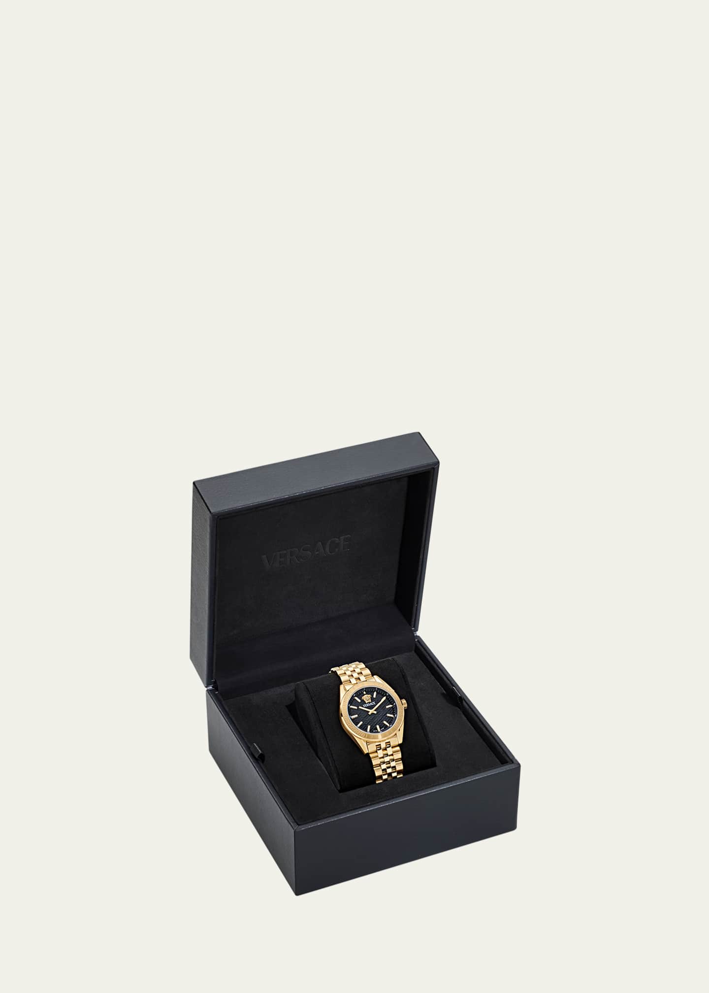 Versace 36mm V-Code Watch with Bracelet Strap, Yellow Gold/Black ...
