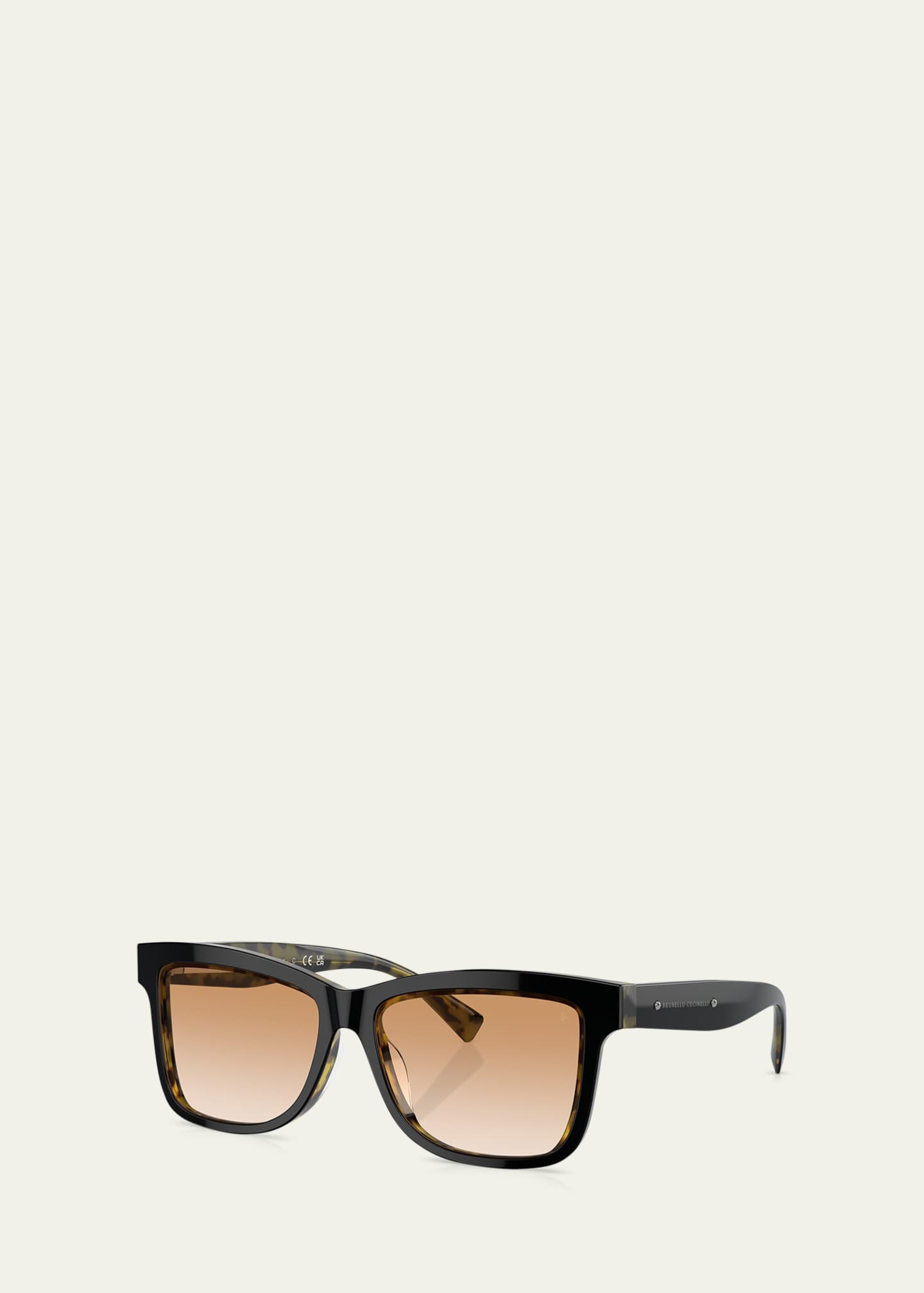 Brunello Cucinelli Logo Acetate Butterfly Sunglasses - Bergdorf Goodman