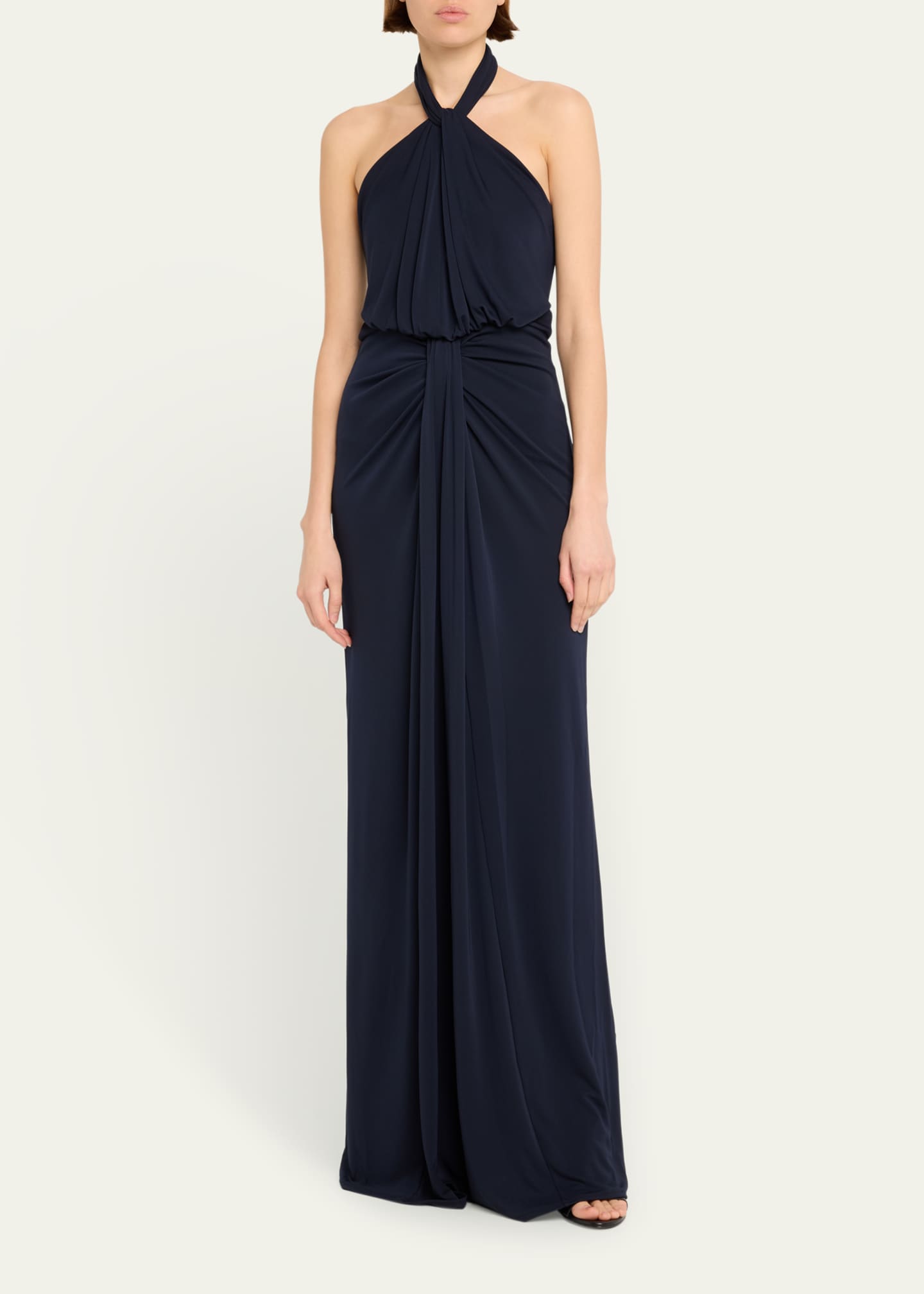 Cinq a Sept Kaily Backless Draped Halter Gown - Bergdorf Goodman