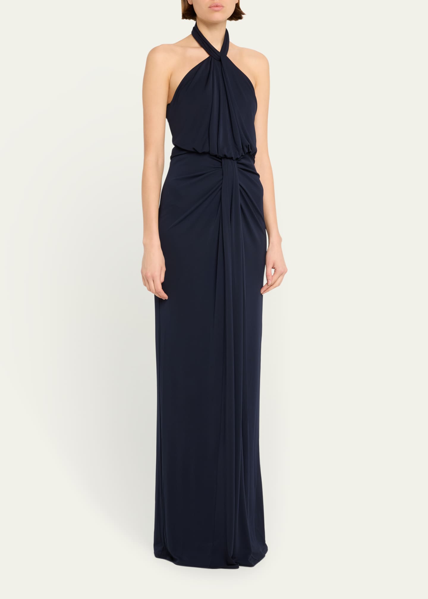 Cinq a Sept Kaily Backless Draped Halter Gown - Bergdorf Goodman