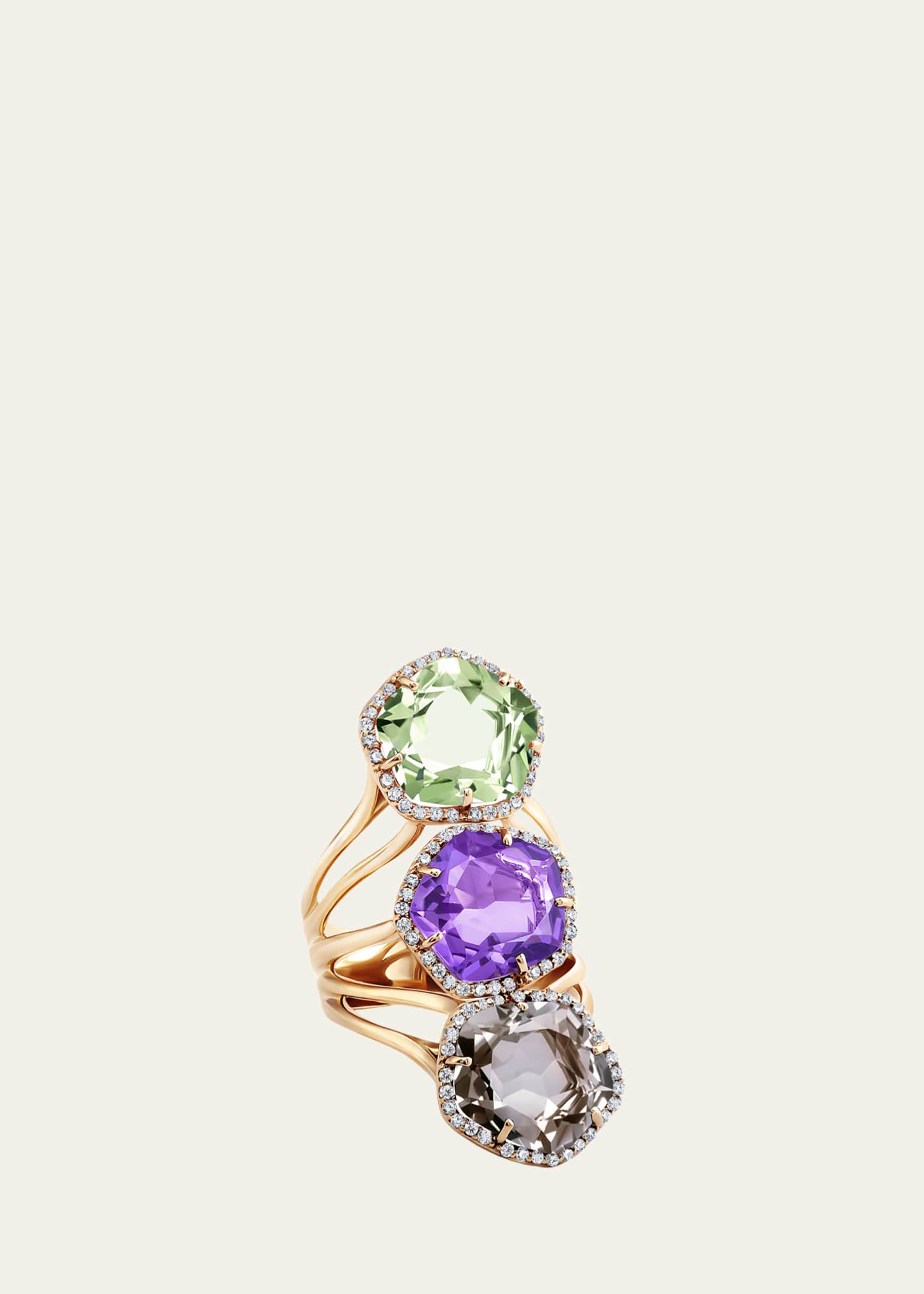 Daniella Kronfle 18K Rose Gold Dora Ring with Smoky Quartz, Amethyst ...