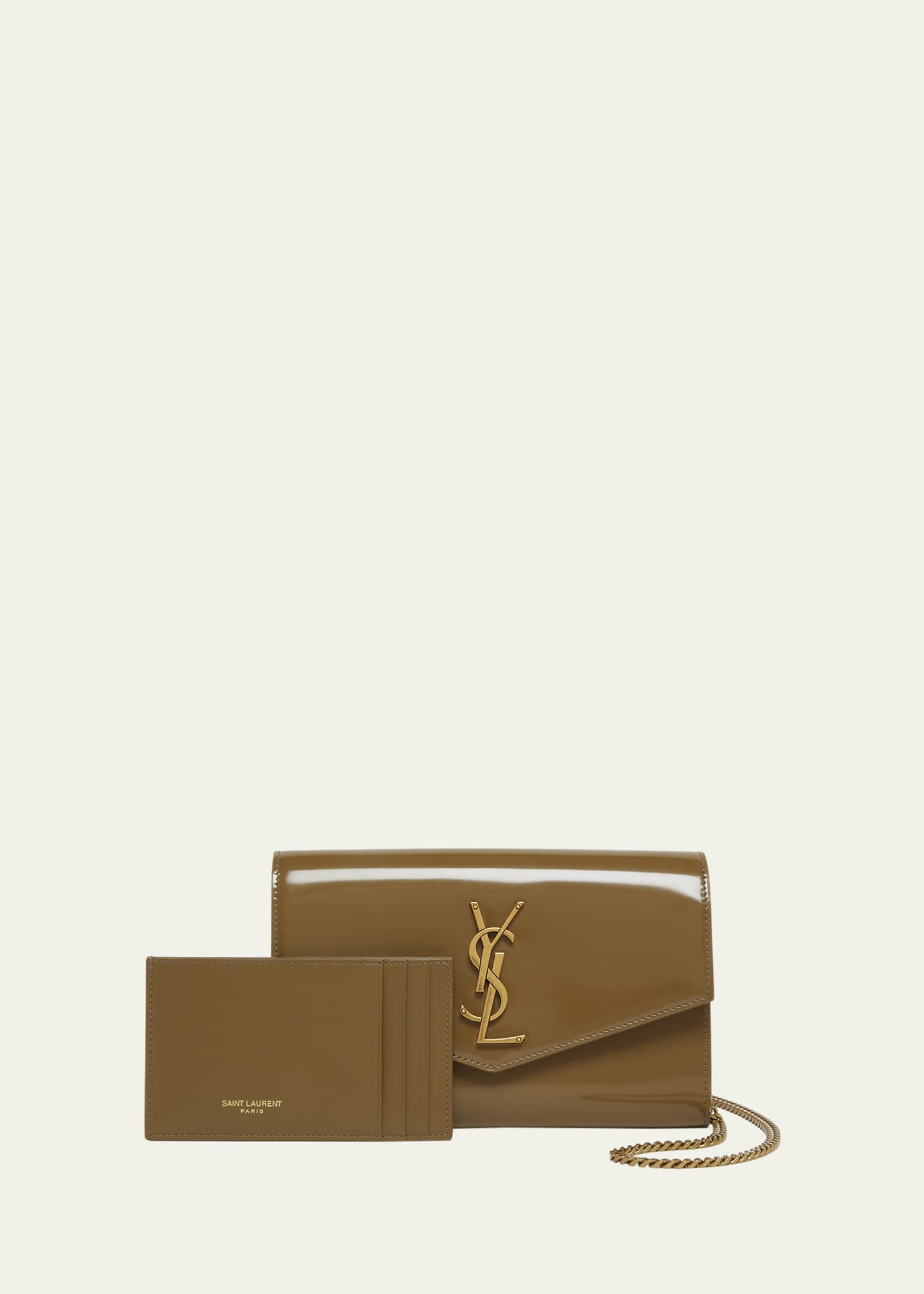 Saint Laurent Uptown YSL Wallet on Chain in Brushed Leather - Bergdorf ...