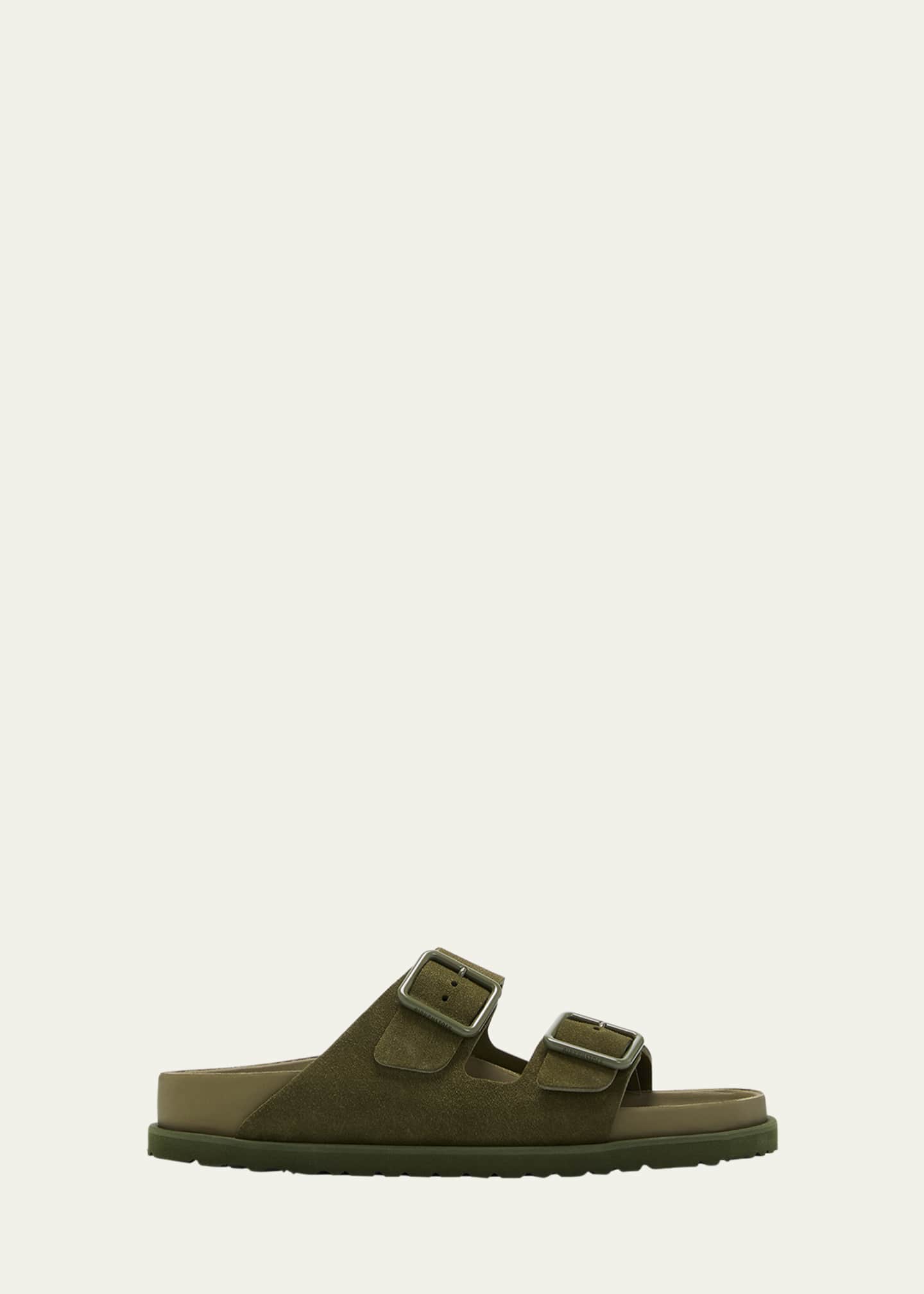 BIRKENSTOCK Arizona Suede Dual-Buckle Slide Sandals - Bergdorf Goodman