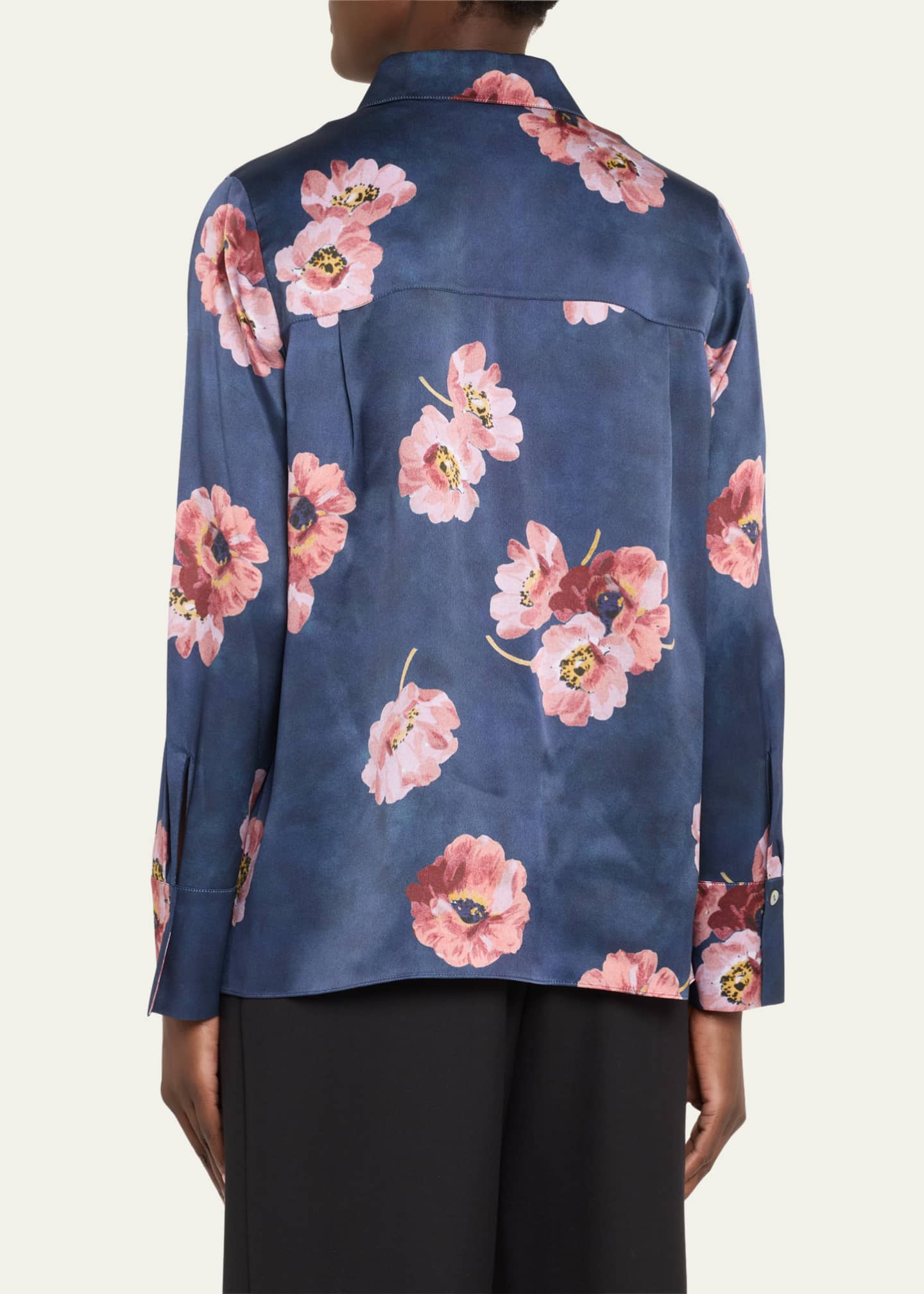 Vince Painted Poppy Long-Sleeve Silk Blouse - Bergdorf Goodman