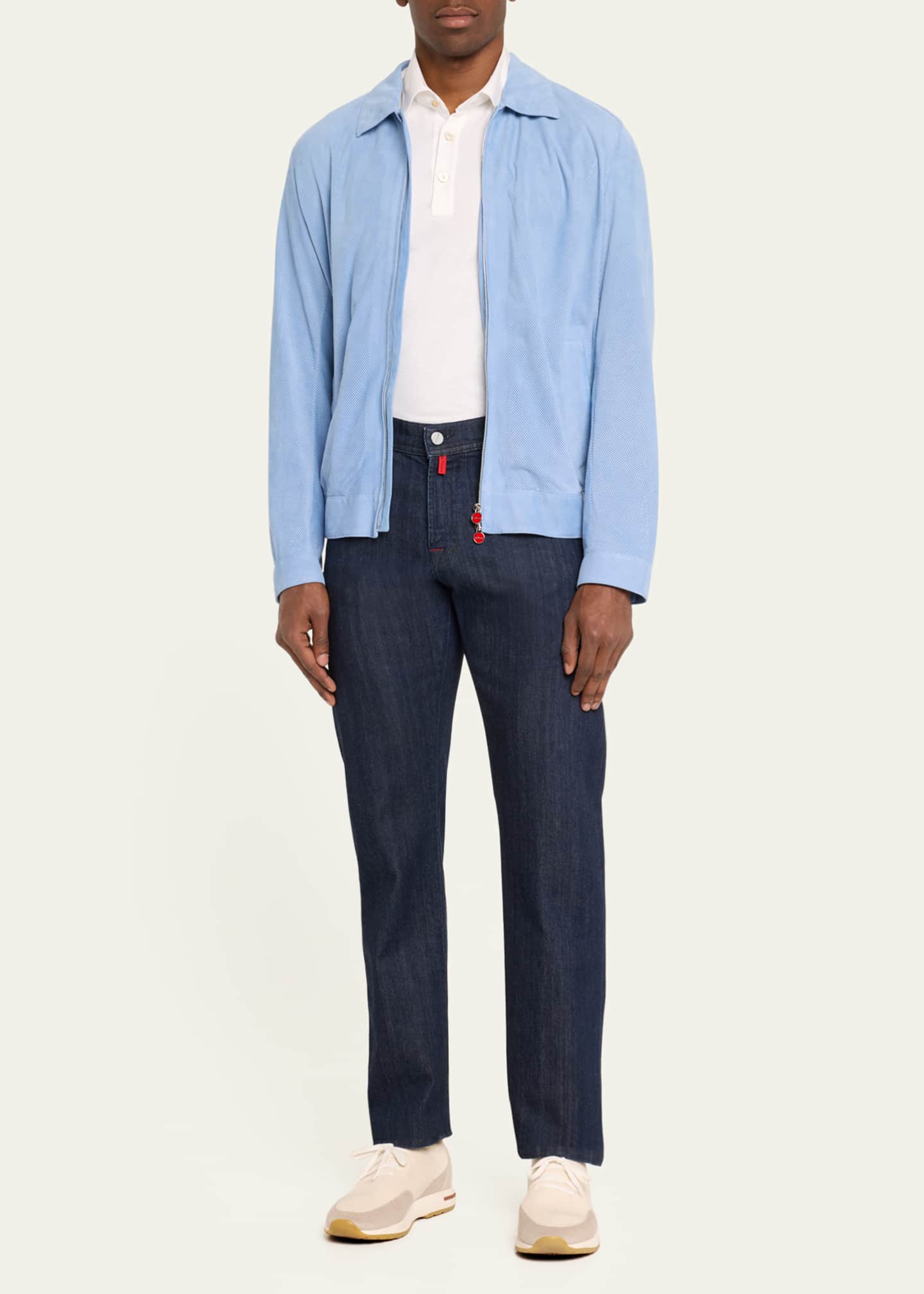 Kiton Men's Perforated Suede Bomber Jacket - Bergdorf Goodman