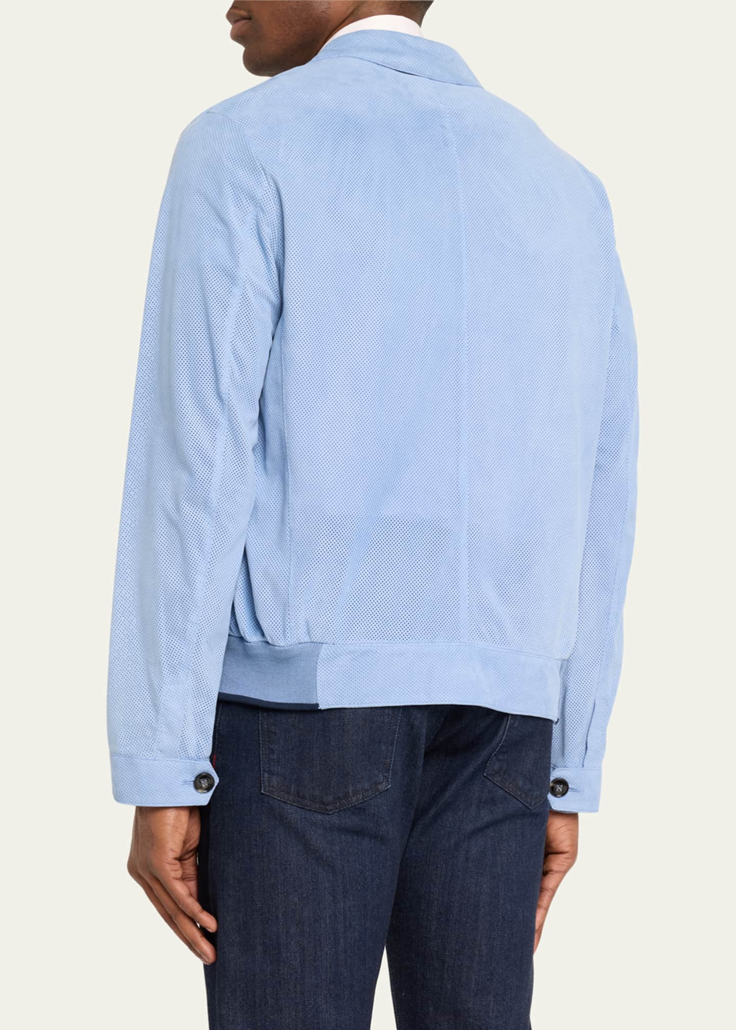 Kiton Men's Perforated Suede Bomber Jacket - Bergdorf Goodman