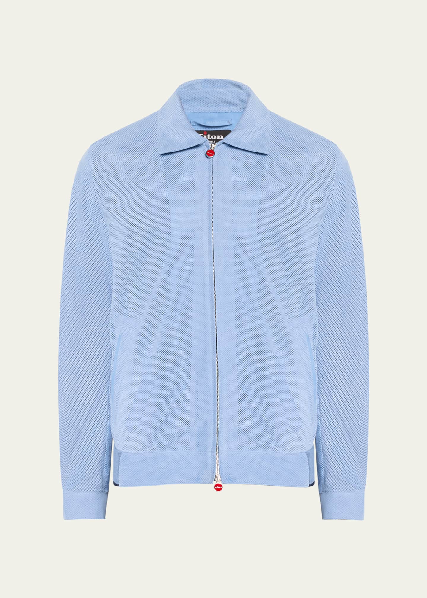 Kiton Men's Perforated Suede Bomber Jacket - Bergdorf Goodman