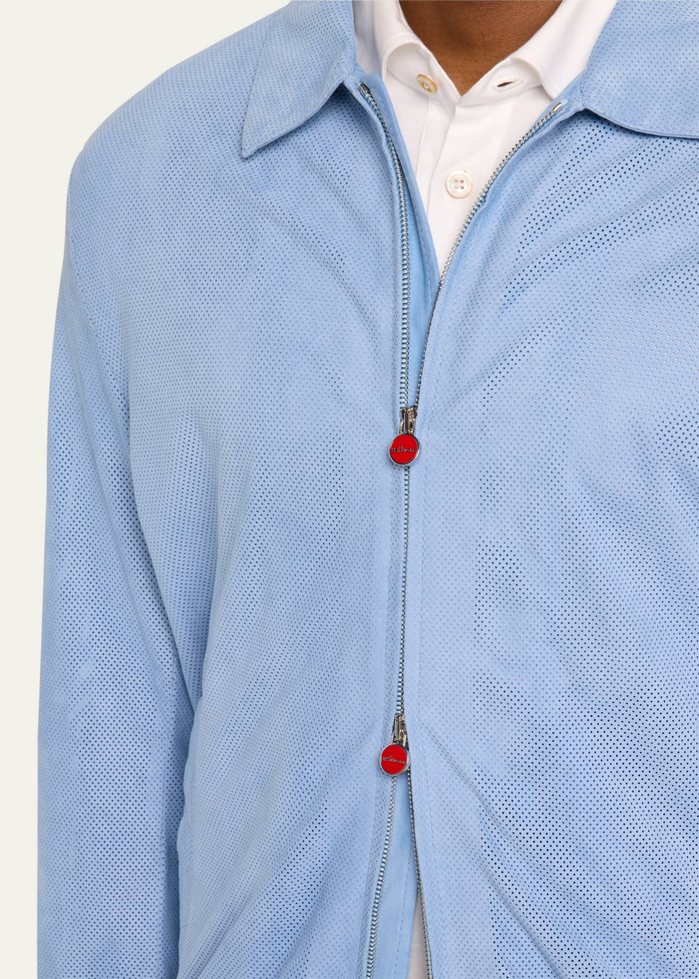 Kiton Men's Perforated Suede Bomber Jacket - Bergdorf Goodman