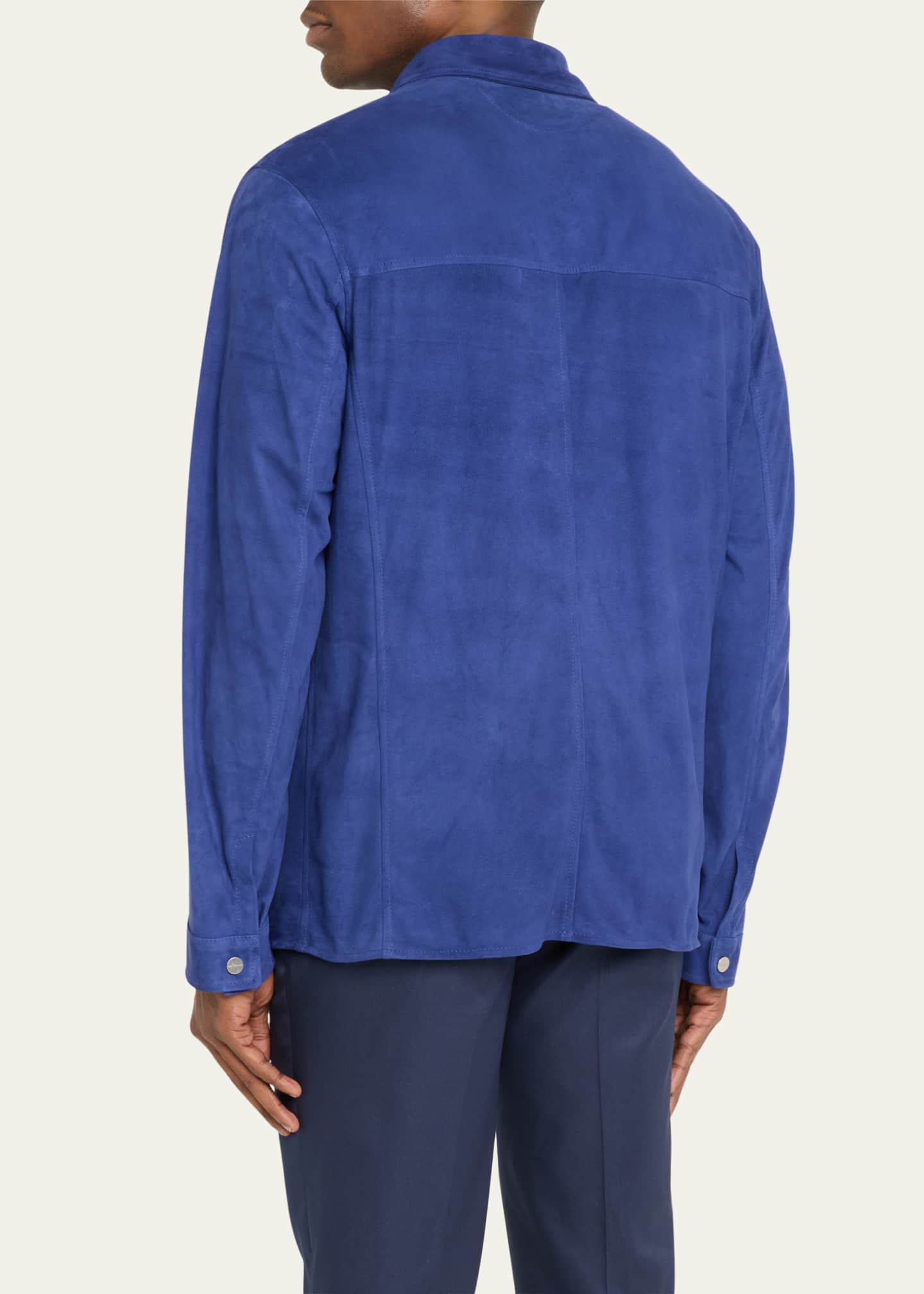 Kiton Men's Suede Snap-Front Shirt Jacket - Bergdorf Goodman