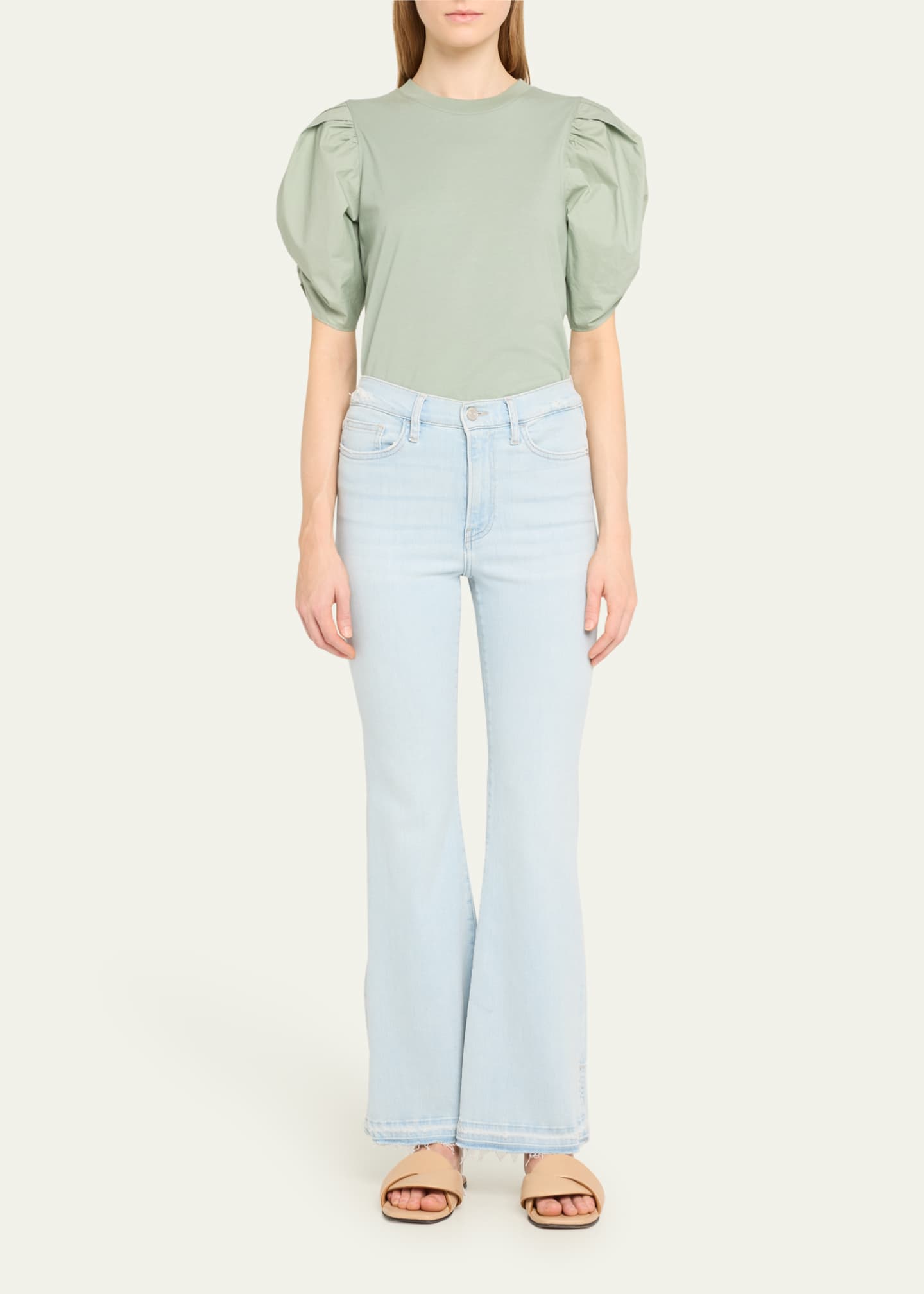FRAME Le Easy Flare Released Fray Side Slit Jeans - Bergdorf Goodman