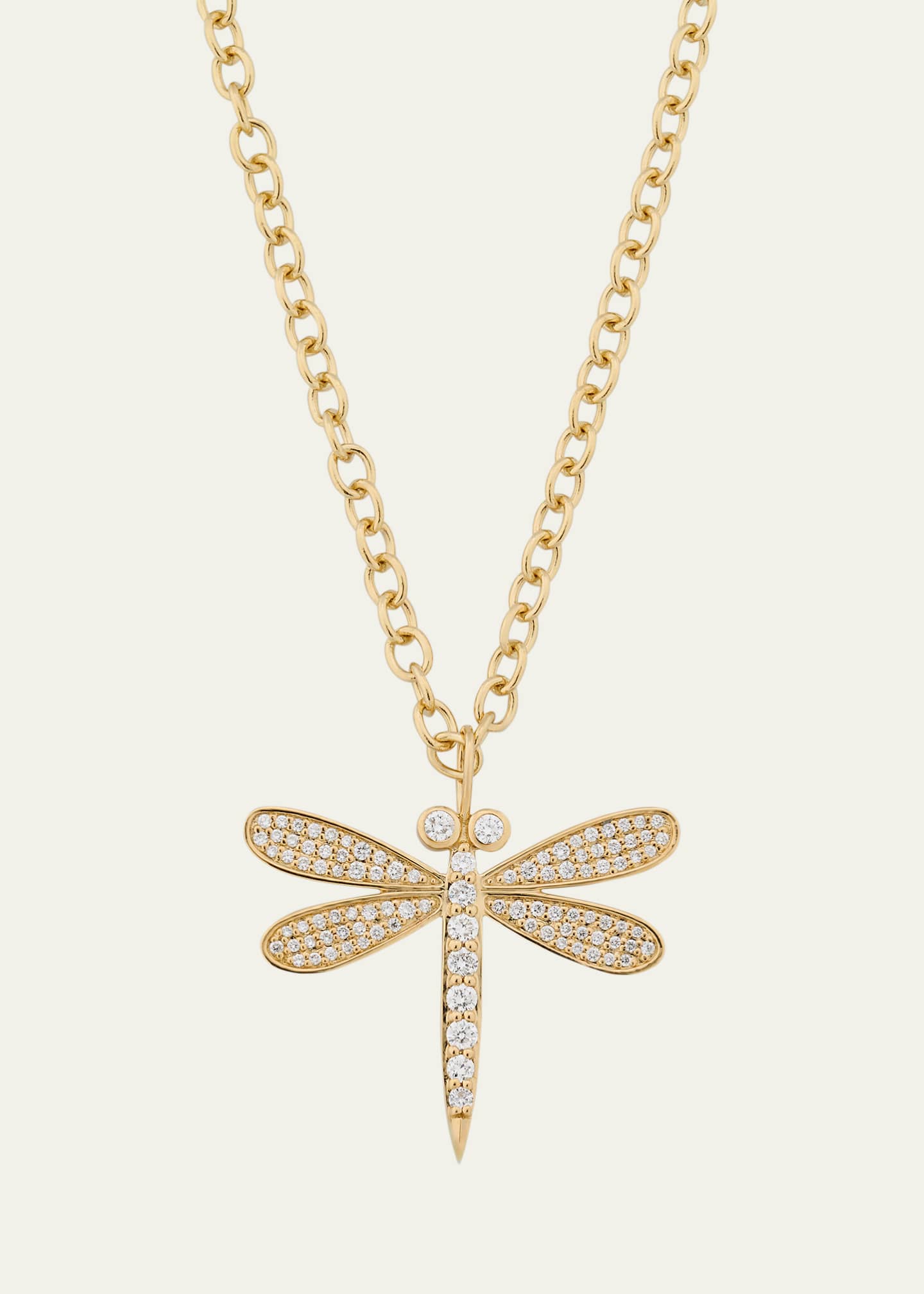 Sydney Evan 14K Yellow Gold Large Dragonfly Charm Necklace with ...