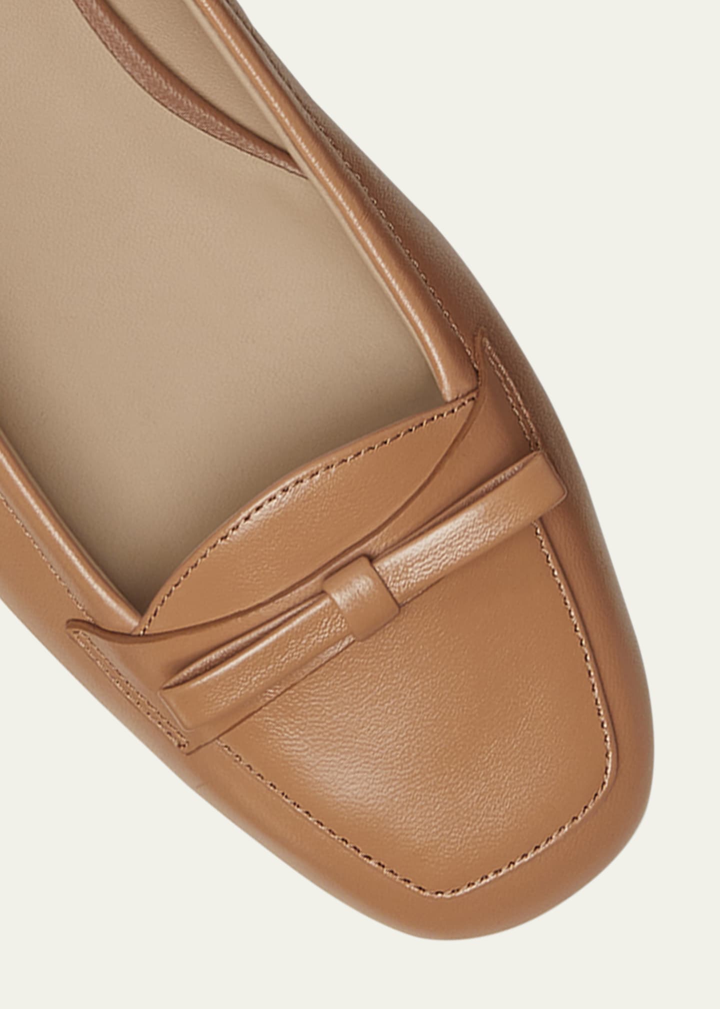 Stuart Weitzman Tully Leather Bow Ballerina Loafers - Bergdorf Goodman