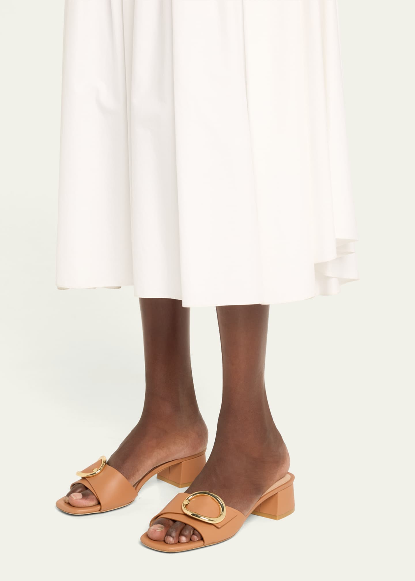 Stuart Weitzman Benni Calfskin Buckle Mule Sandals - Bergdorf Goodman