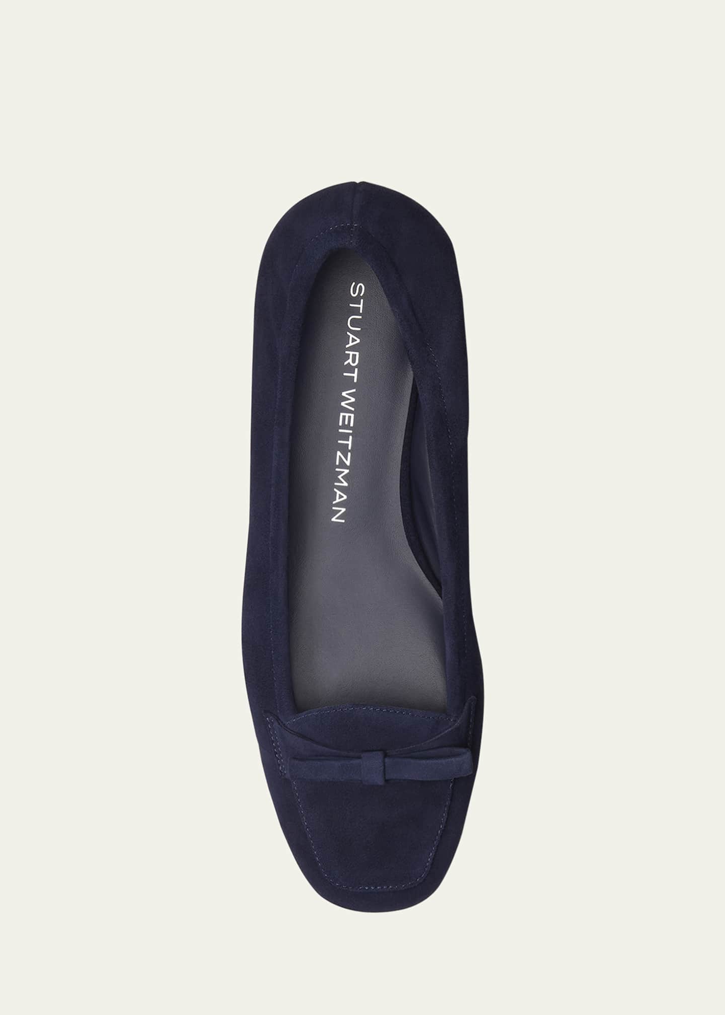 Stuart Weitzman Tully Suede Bow Ballerina Loafers - Bergdorf Goodman