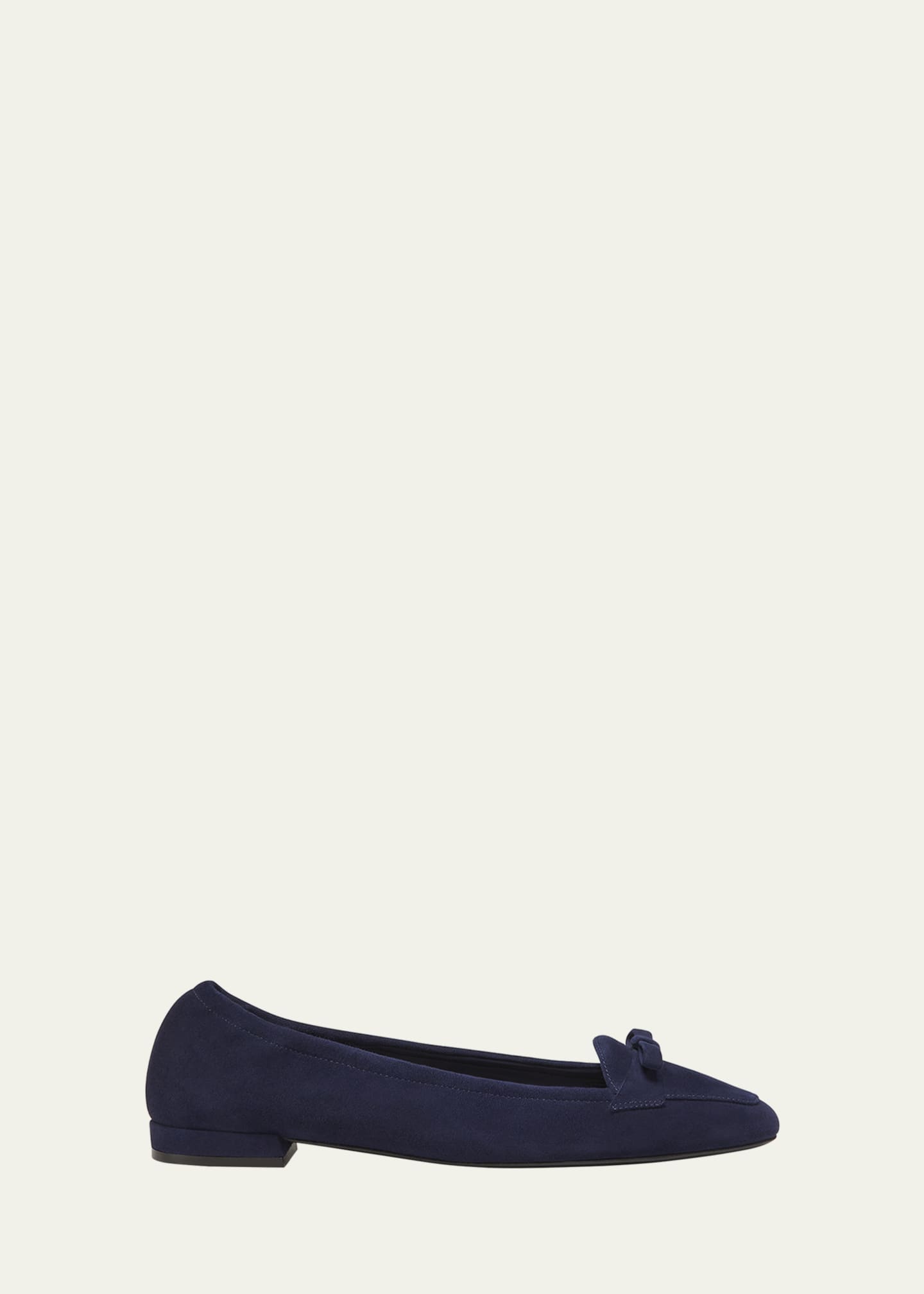 Stuart Weitzman Tully Suede Bow Ballerina Loafers - Bergdorf Goodman