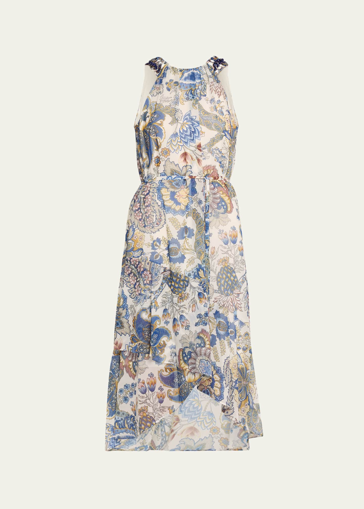 Kobi Halperin Allison Beaded Floral-Print Midi Dress - Bergdorf Goodman
