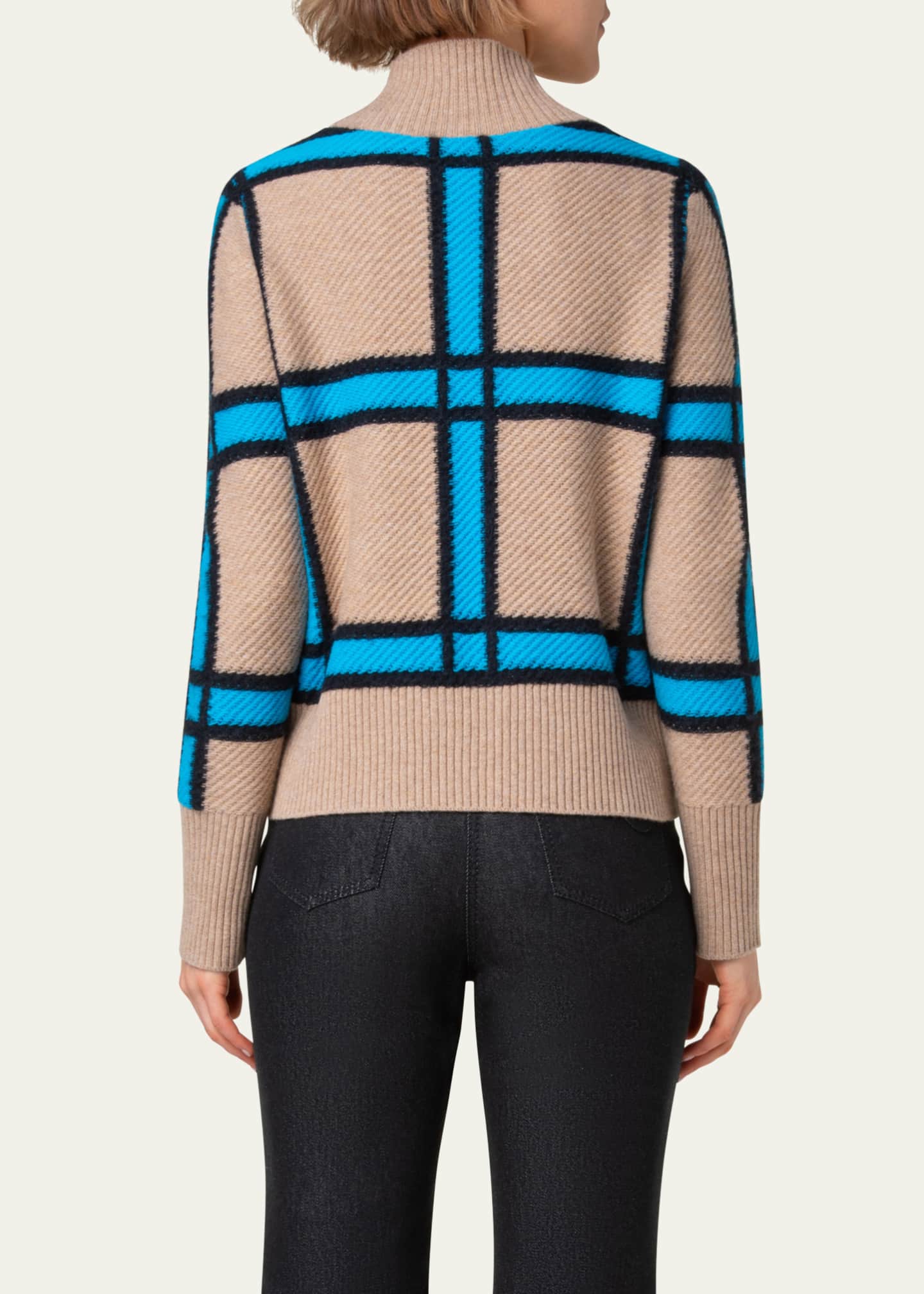 Akris punto Cashmere-Blend Window Check Knit Sweater - Bergdorf Goodman