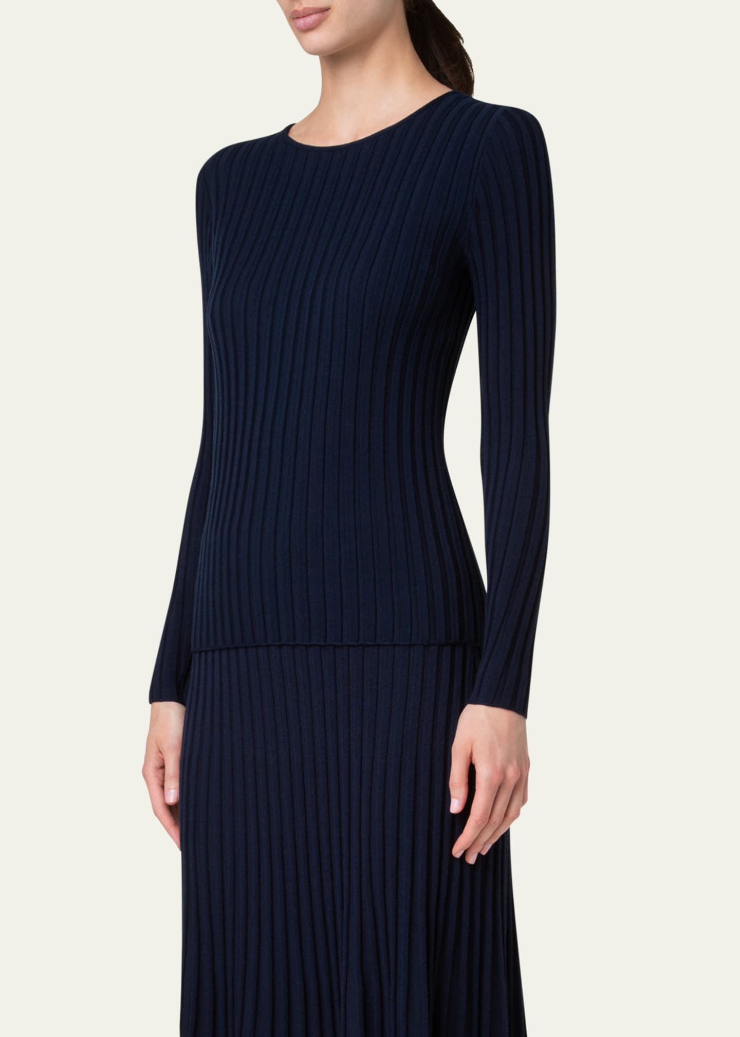 Akris punto Merino Wool Ribbed Knit Sweater - Bergdorf Goodman