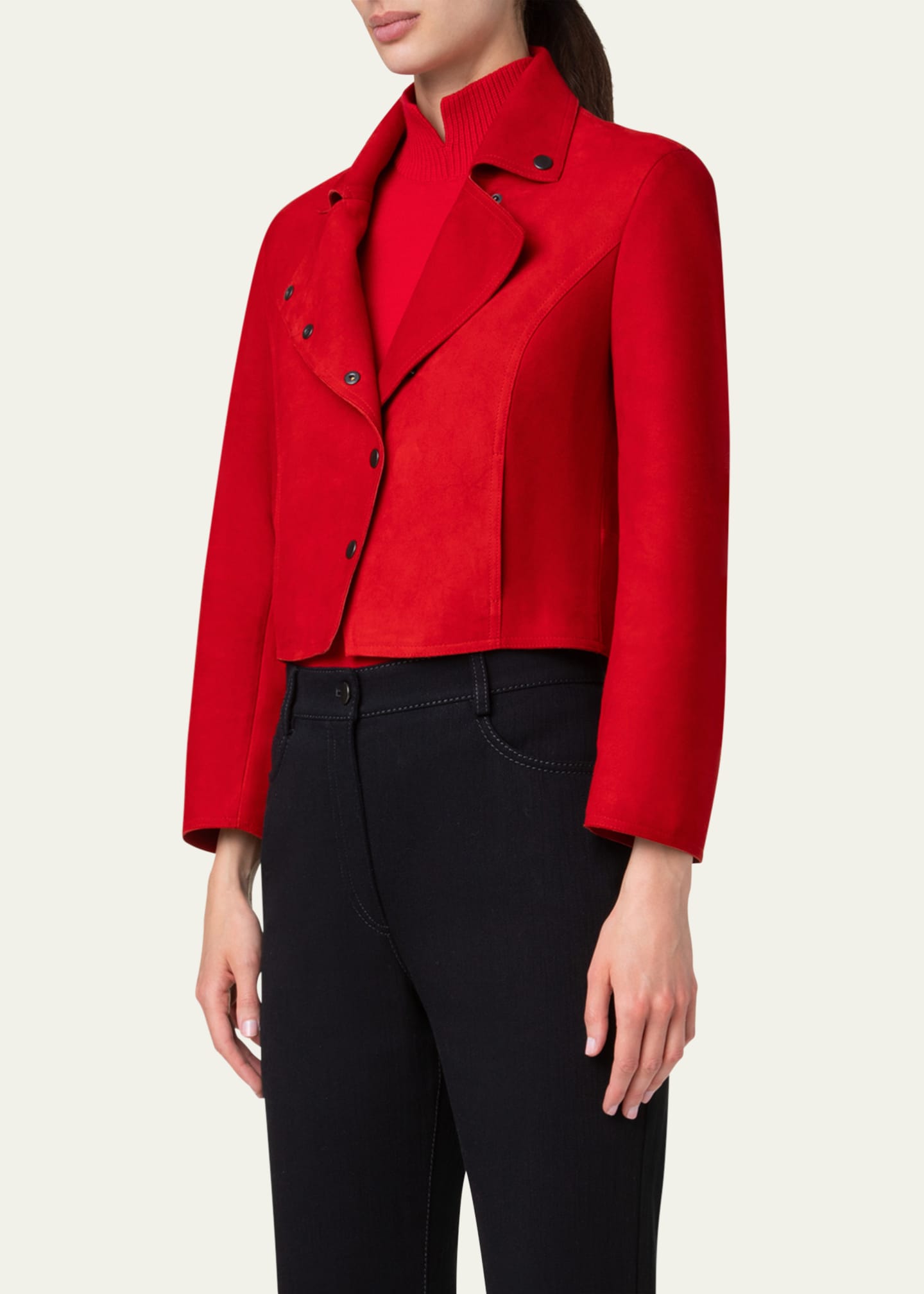 Akris punto Suede Leather Short Jacket - Bergdorf Goodman