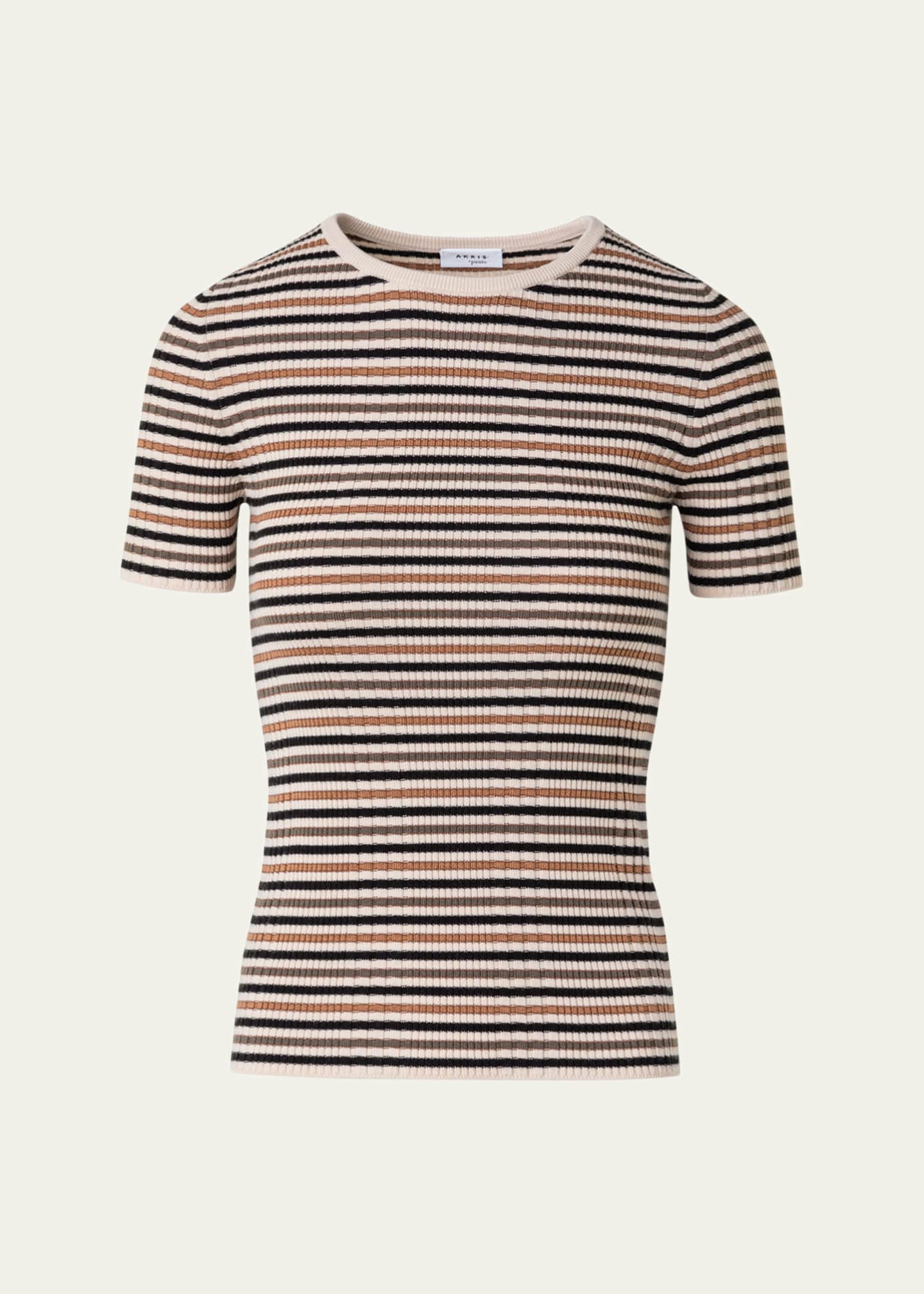 Akris punto Virgin Wool Striped Rib Knit Top - Bergdorf Goodman