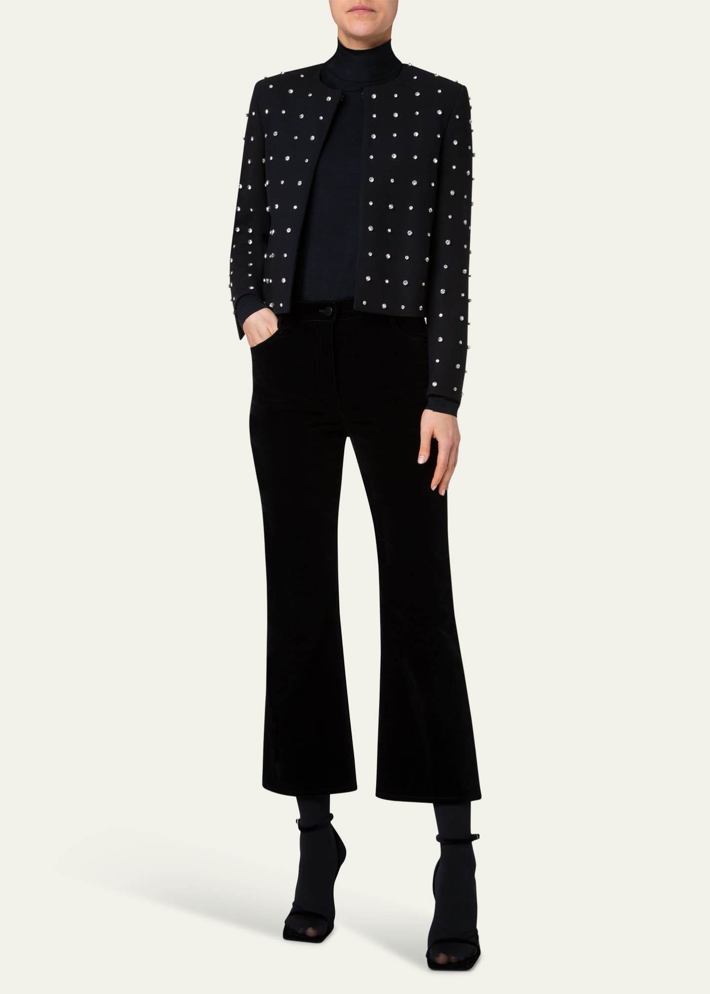 Akris punto Diamond Studded Stretch Wool Crepe Jacket - Bergdorf Goodman