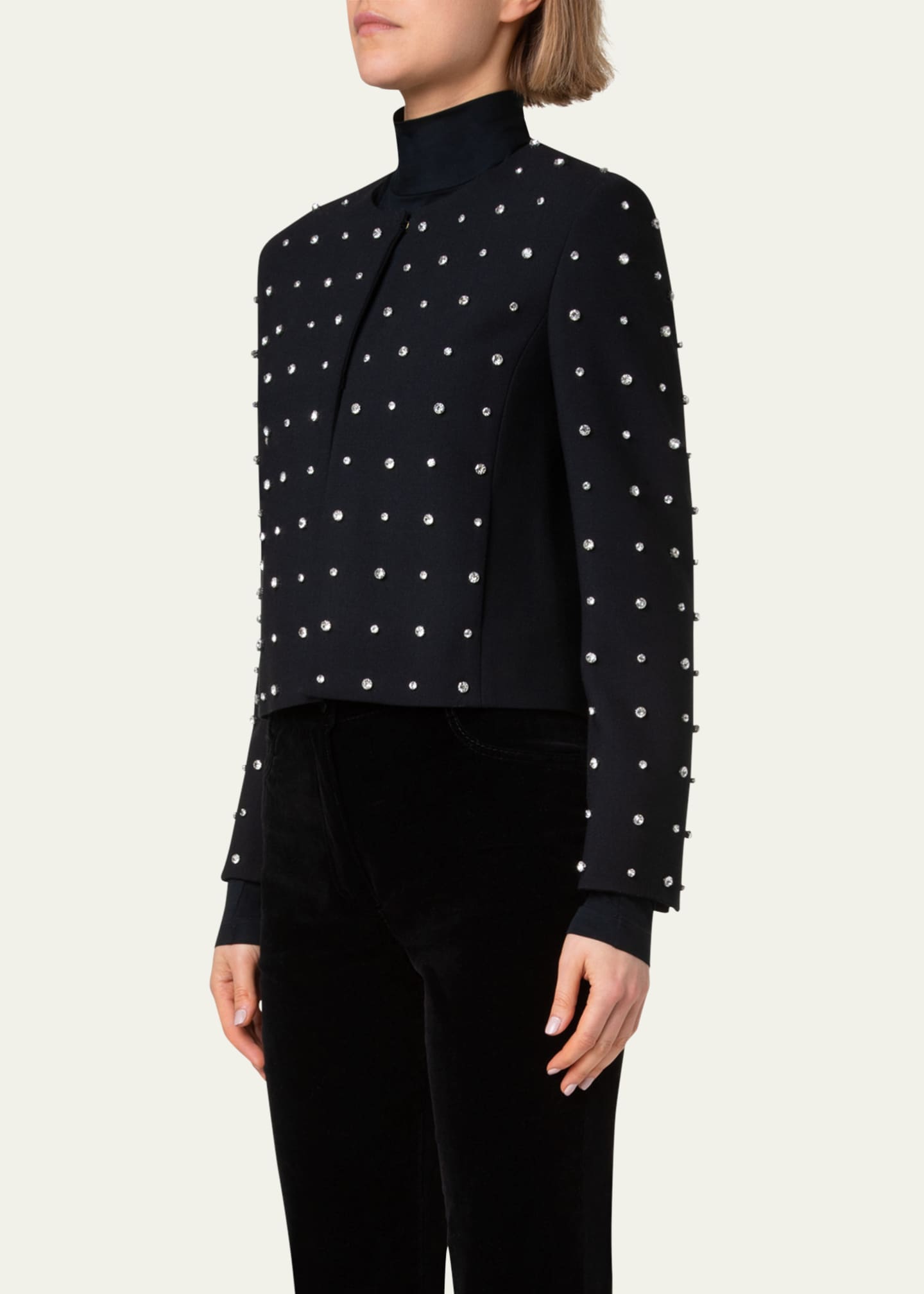 Akris punto Diamond Studded Stretch Wool Crepe Jacket - Bergdorf Goodman