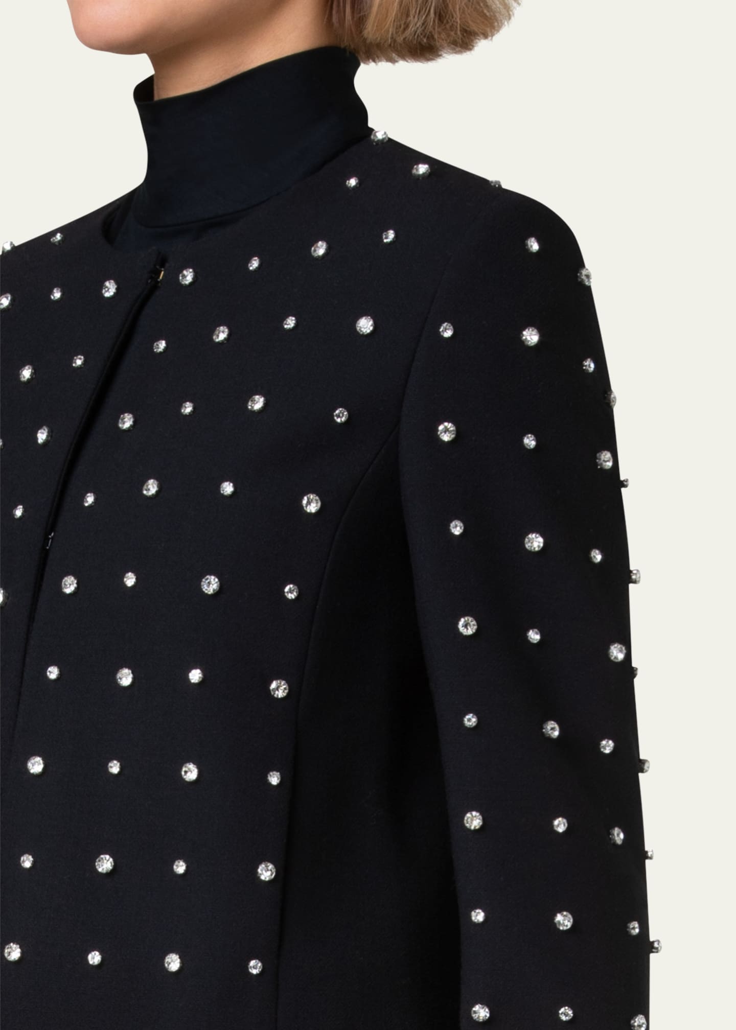 Akris punto Diamond Studded Stretch Wool Crepe Jacket - Bergdorf Goodman
