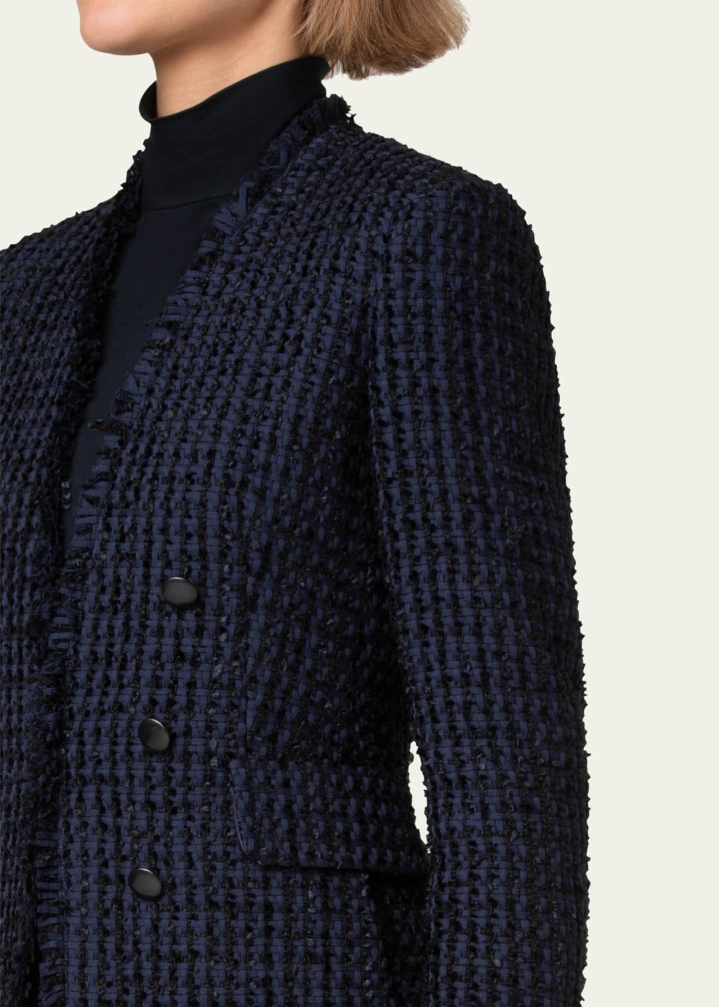 Akris punto Chunky Tweed Fringe Jacket - Bergdorf Goodman