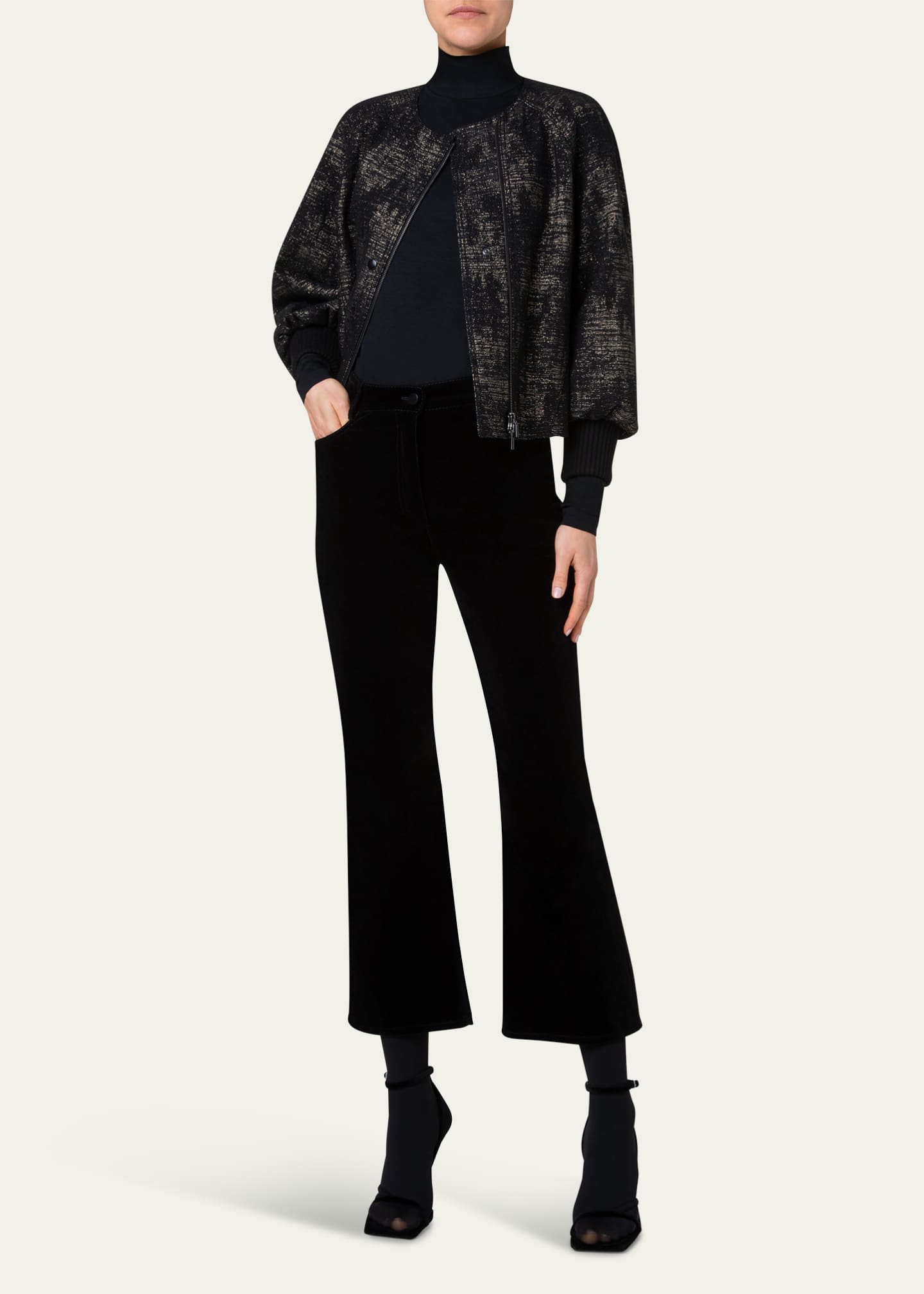 Akris punto Denim Jacquard Bomber Jacket - Bergdorf Goodman