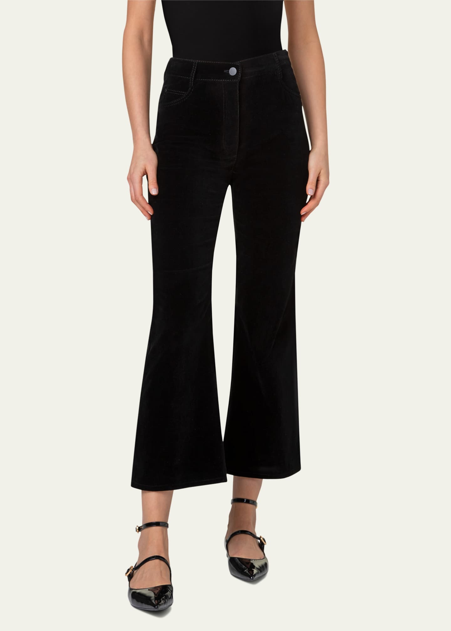 Akris punto Cali Flared Velvet Cropped Pants - Bergdorf Goodman