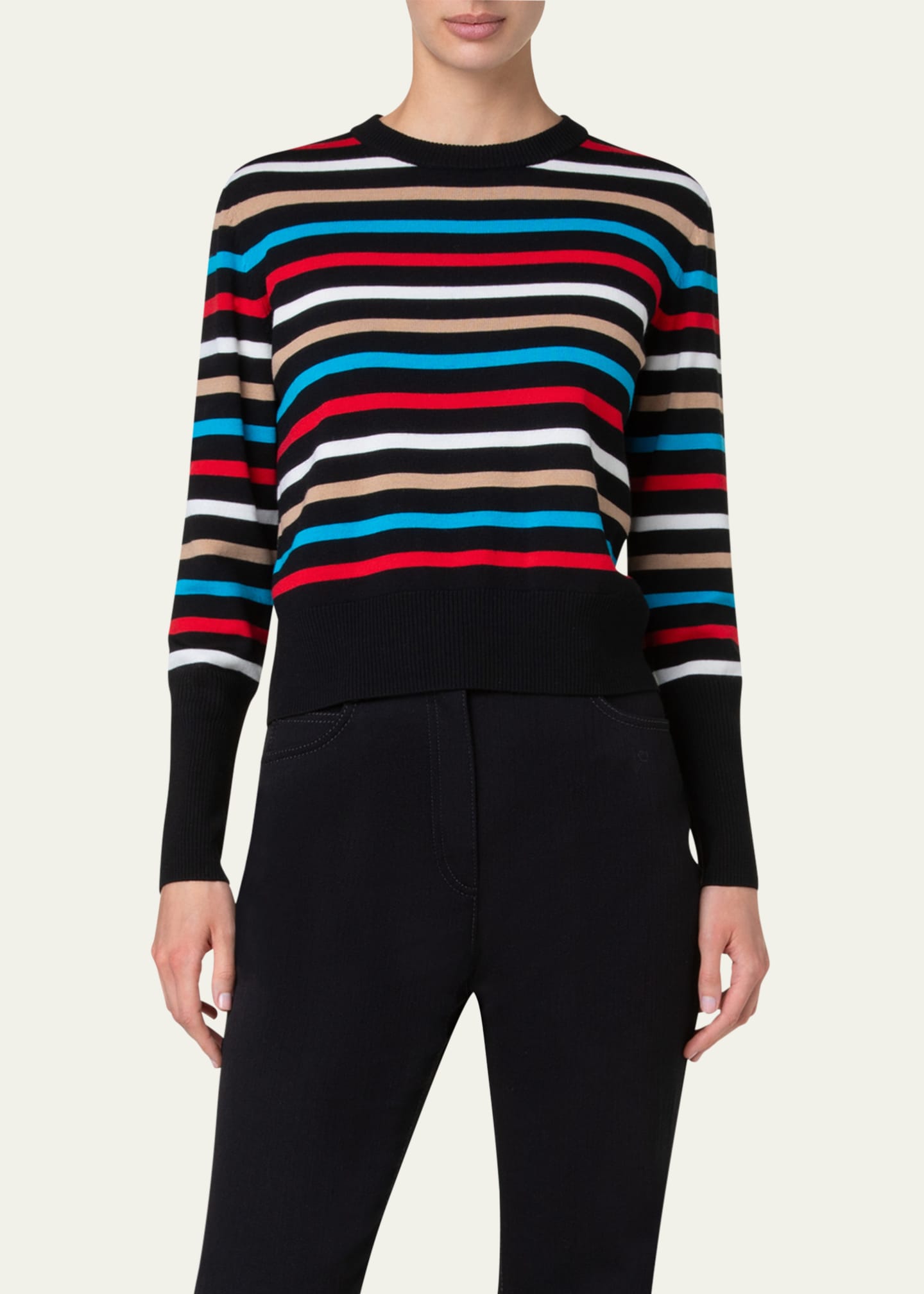 Akris punto Merino Wool Multicolor Striped Sweater - Bergdorf Goodman