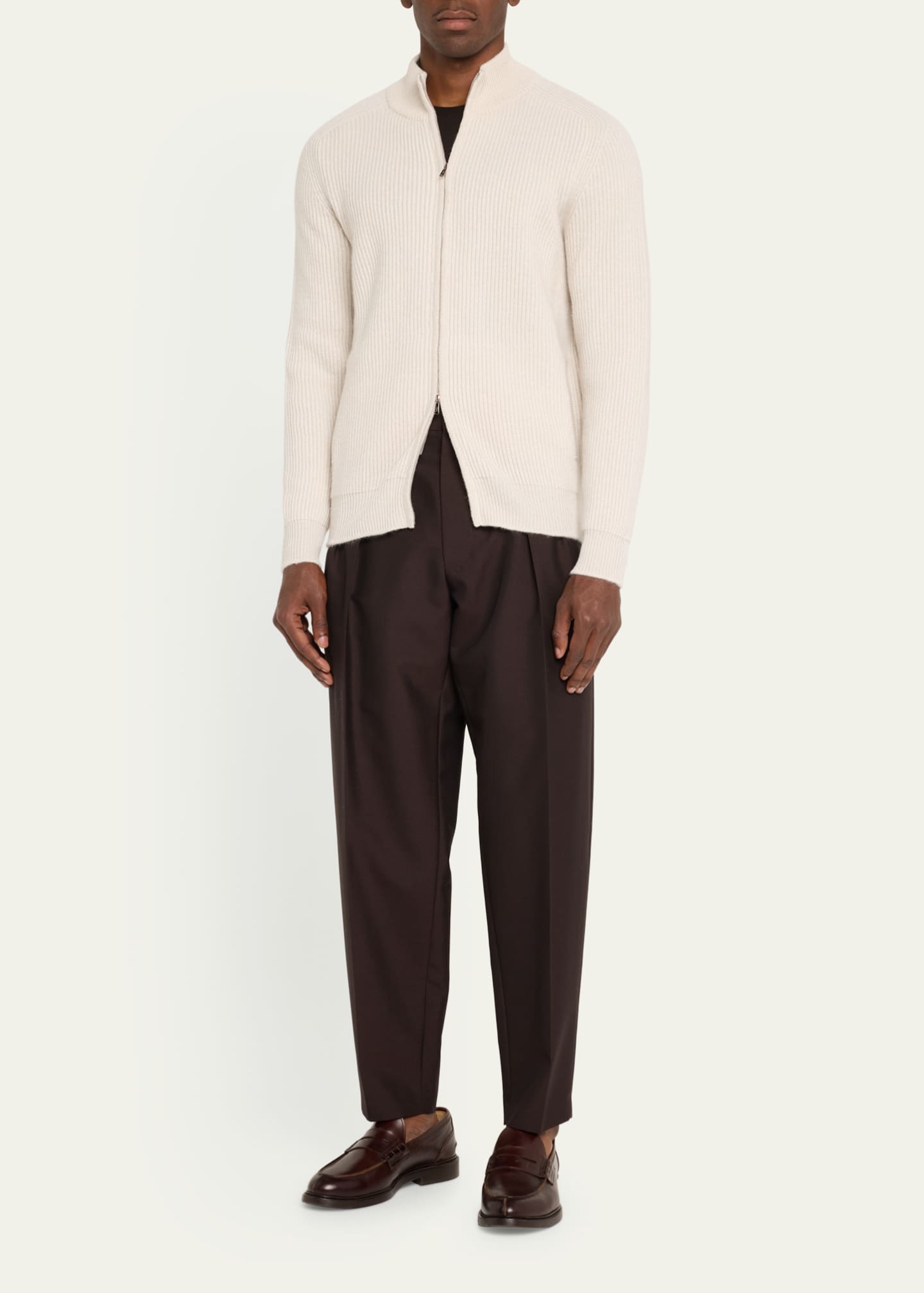 Fioroni Men's Cashmere-Linen Ribbed Bomber Jacket - Bergdorf Goodman