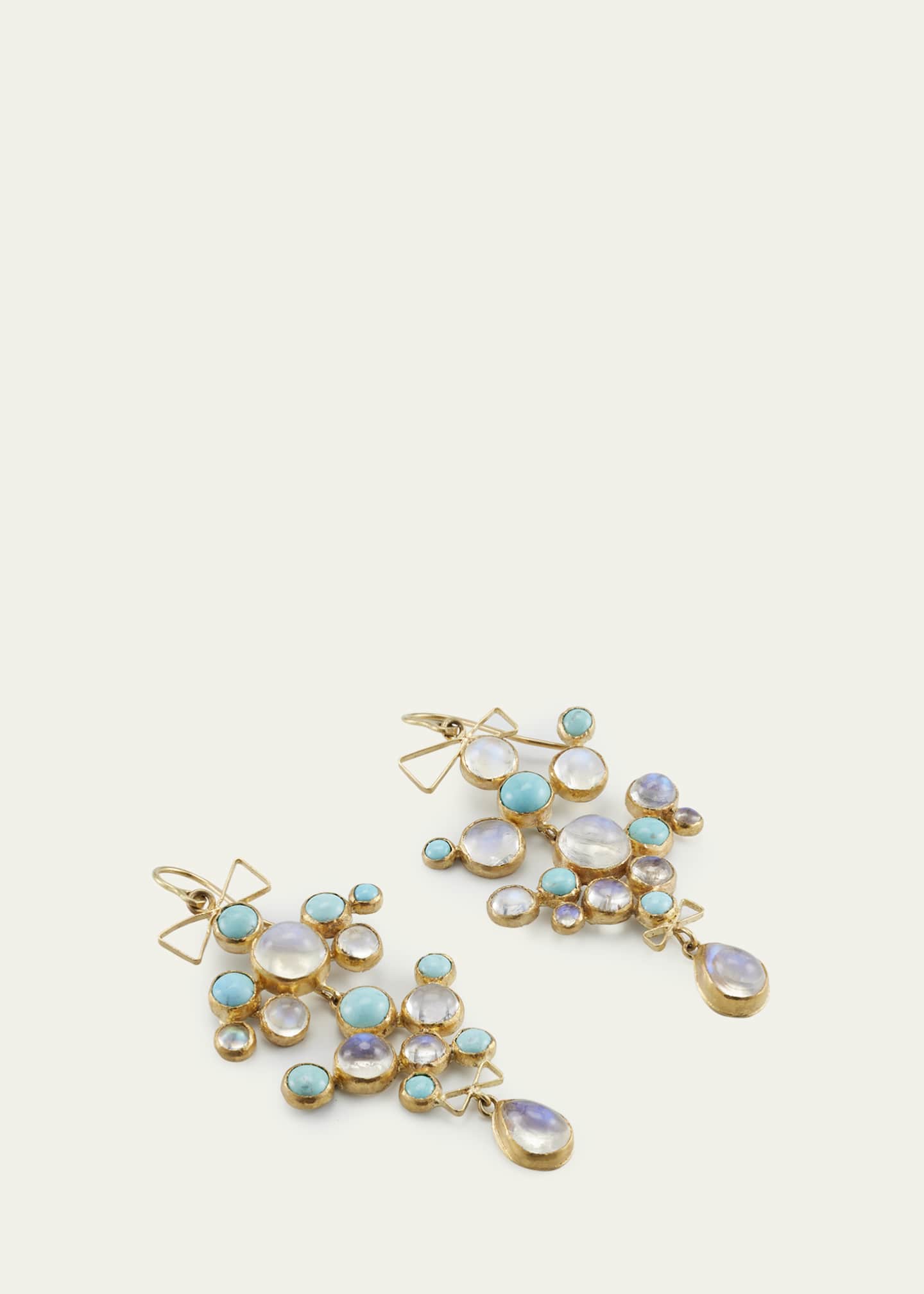 JUDY GEIB Persian Turquoise and Moonstone Bubble Earrings in 22K and ...