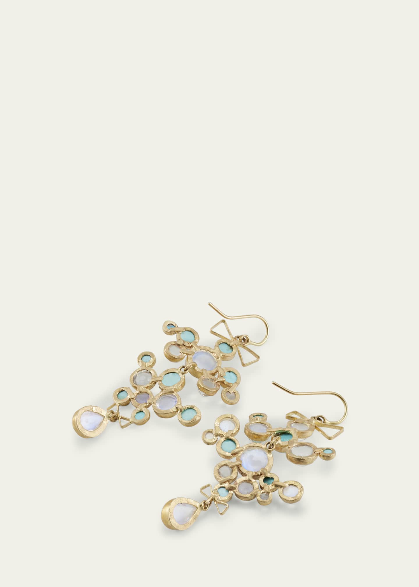 JUDY GEIB Persian Turquoise and Moonstone Bubble Earrings in 22K and ...
