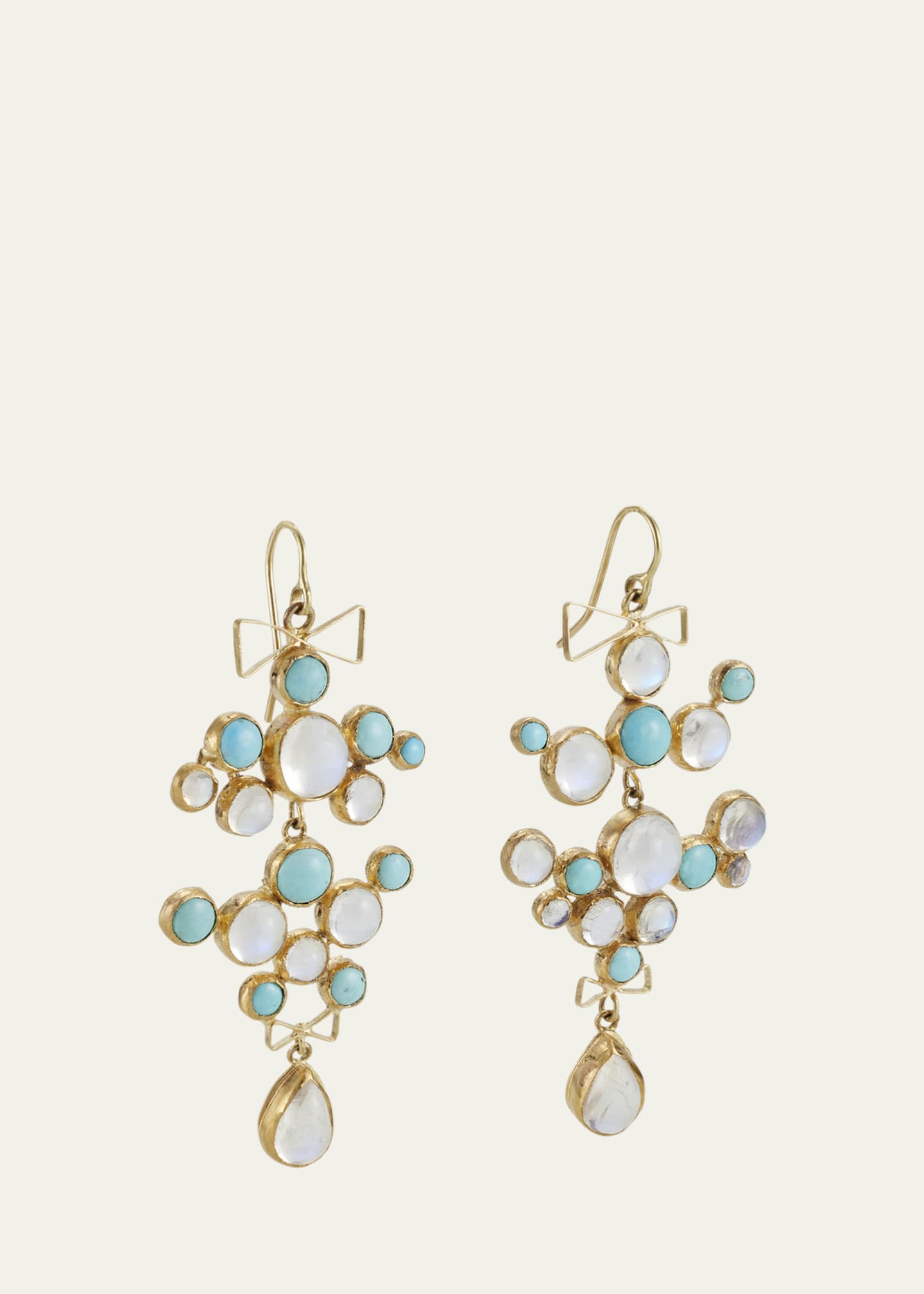 JUDY GEIB Persian Turquoise and Moonstone Bubble Earrings in 22K and ...