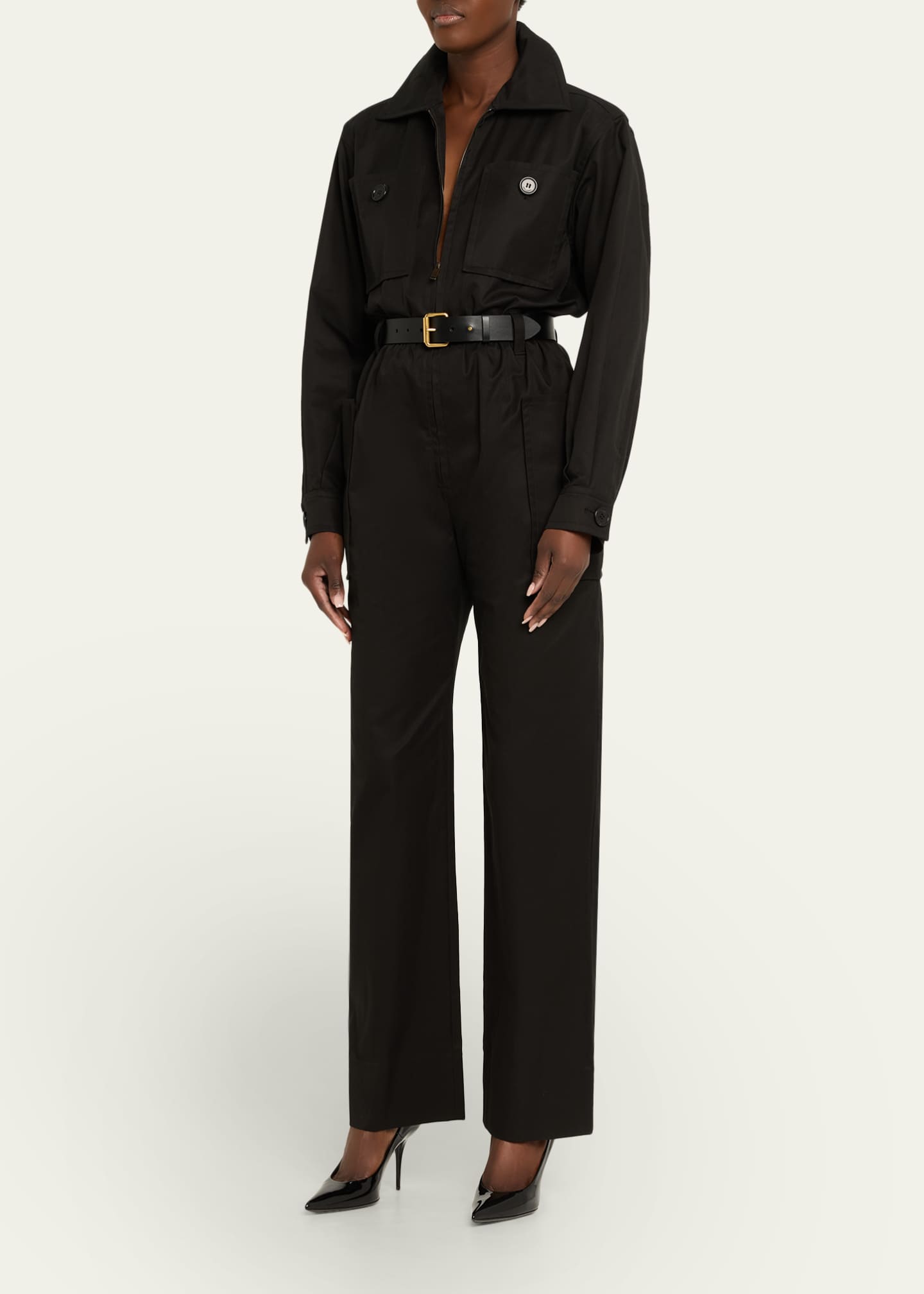 Saint Laurent Cotton Twill Cargo Pocket Jumpsuit - Bergdorf Goodman