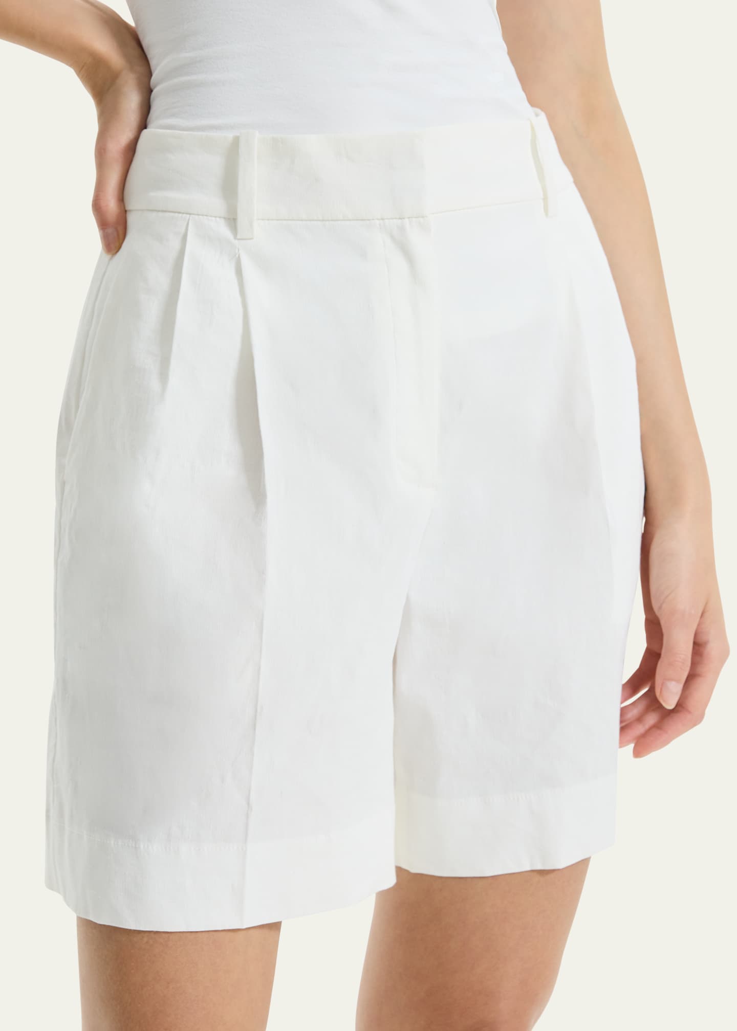 Theory Pleated Linen-Blend Wide-Leg Shorts - Bergdorf Goodman