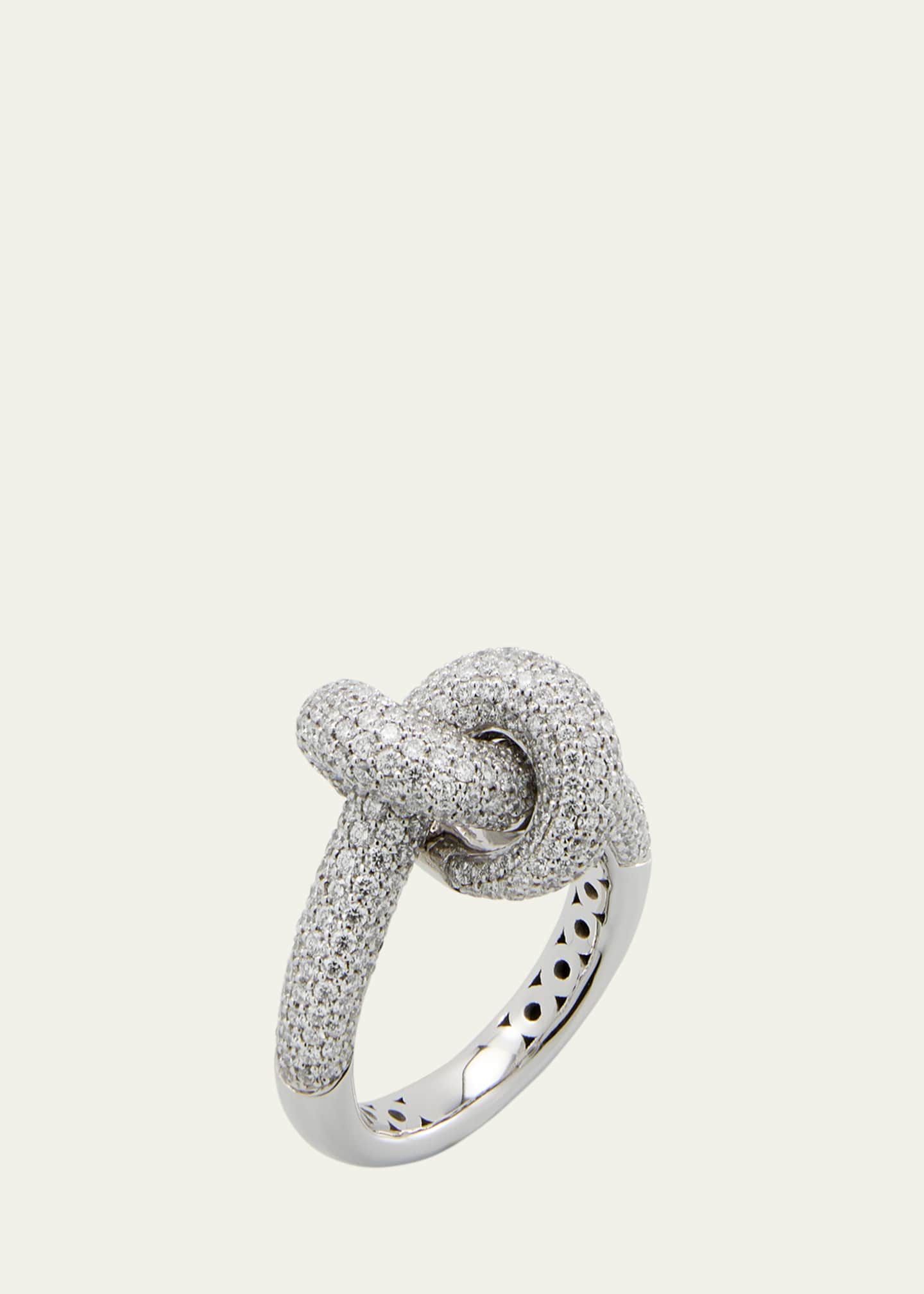 ENGELBERT 18k White Gold The Legacy Medium Knot Ring with Diamonds ...