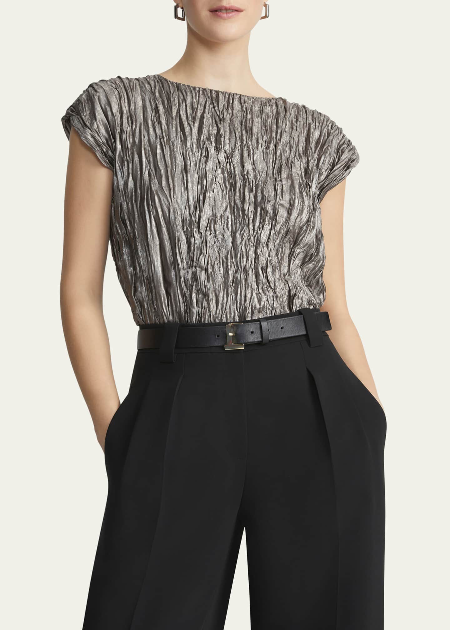 Lafayette 148 New York Crinkled Metallic Blouse - Bergdorf Goodman